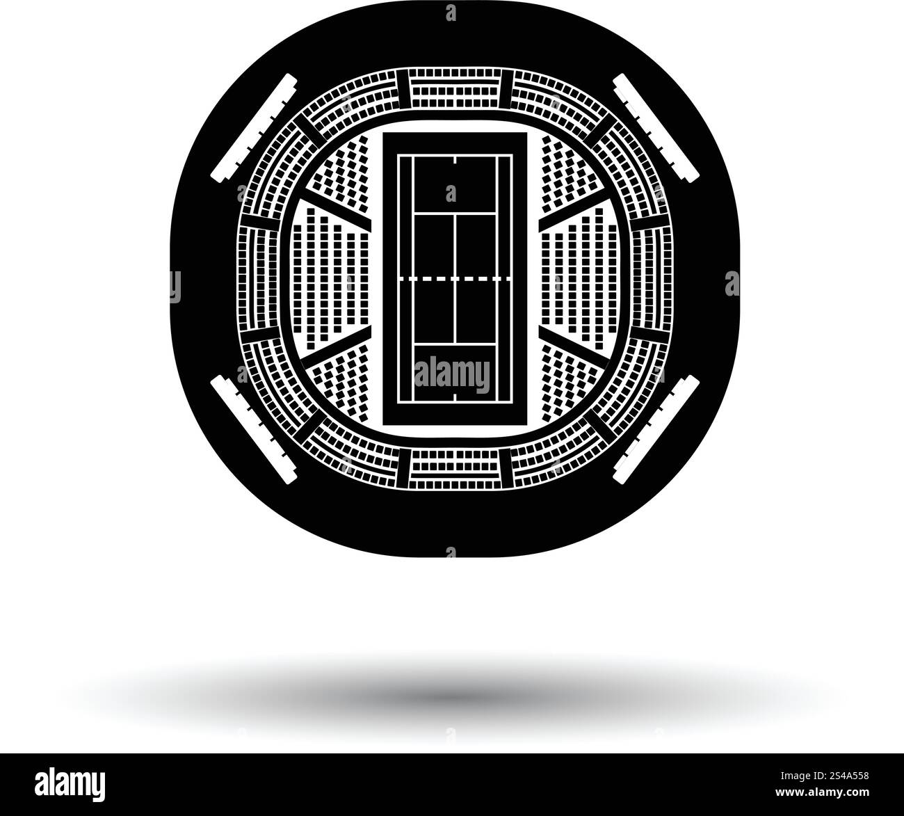 Tennis stadium aerial view icon. White background with shadow design ...