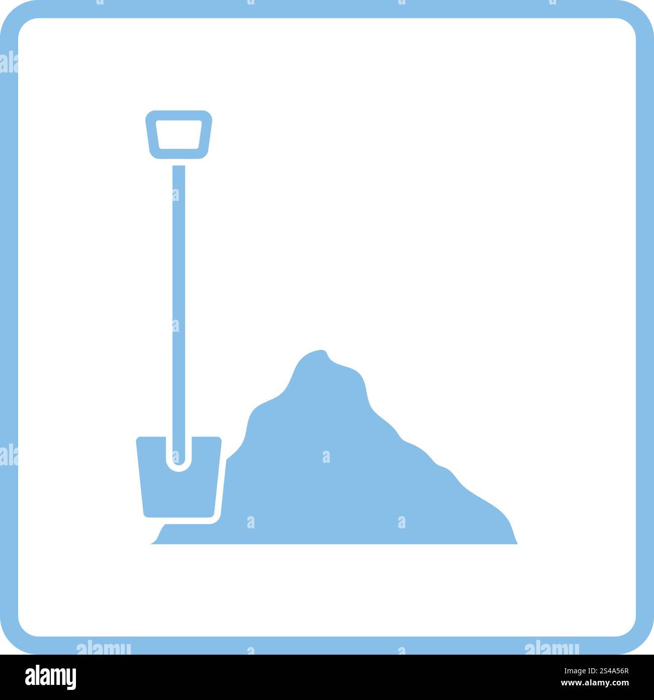 Icon of Construction shovel and sand. Blue frame design. Vector ...