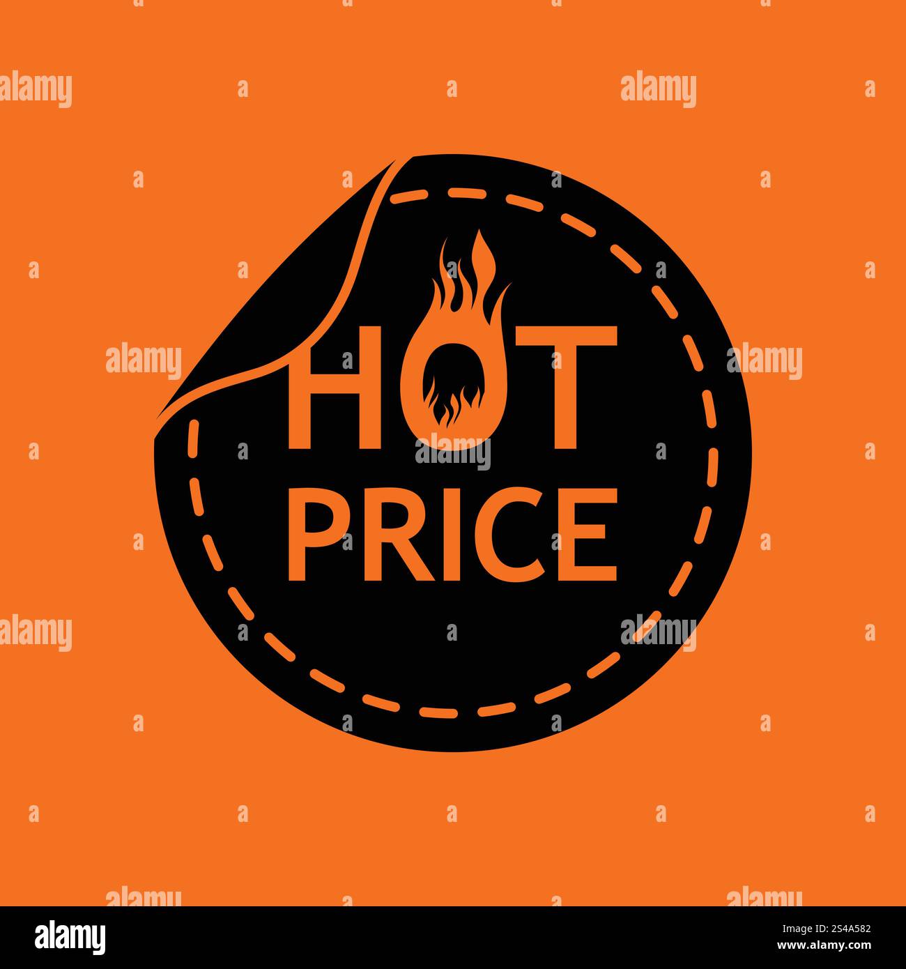 Hot price icon. Orange background with black. Vector illustration Stock ...
