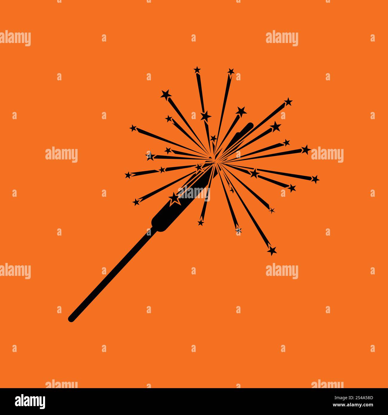 Party sparkler icon. Orange background with black. Vector illustration ...