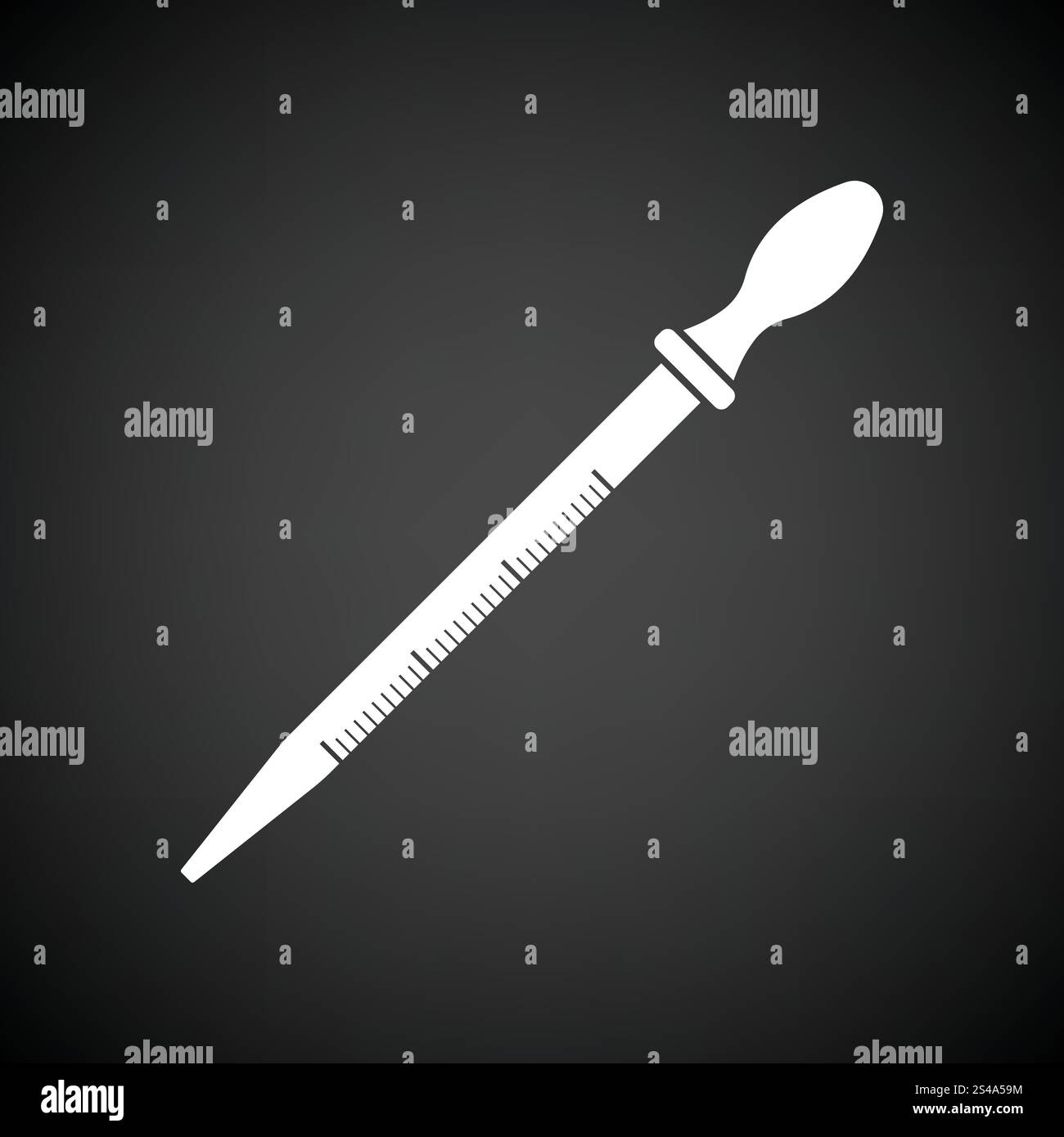 Icon of chemistry dropper. Black background with white. Vector ...