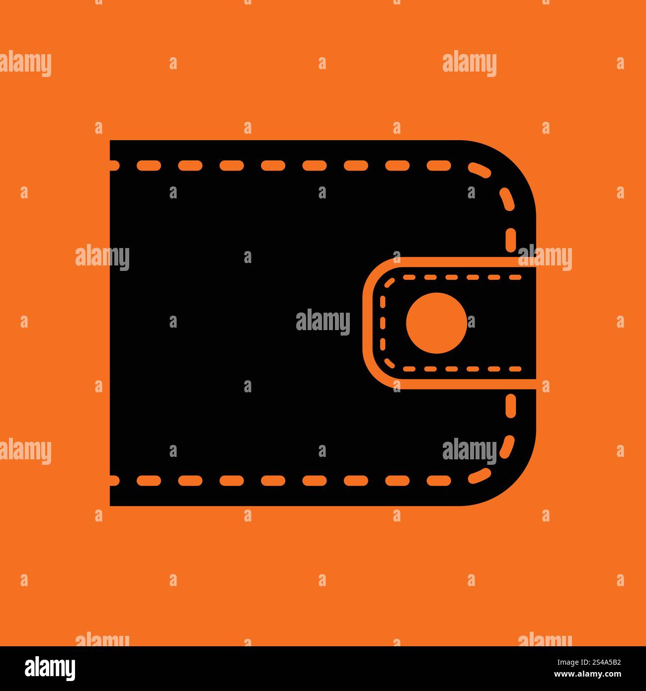 Wallet icon. Orange background with black. Vector illustration Stock ...