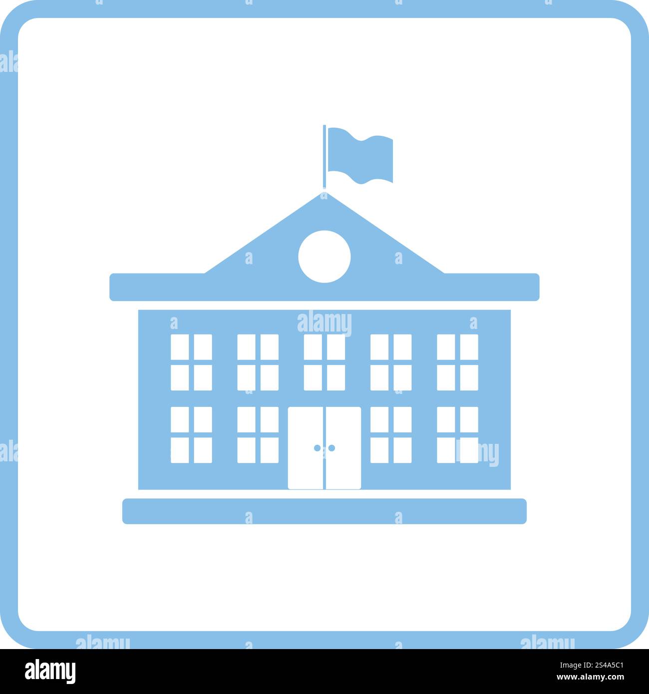 School building icon. Blue frame design. Vector illustration Stock ...
