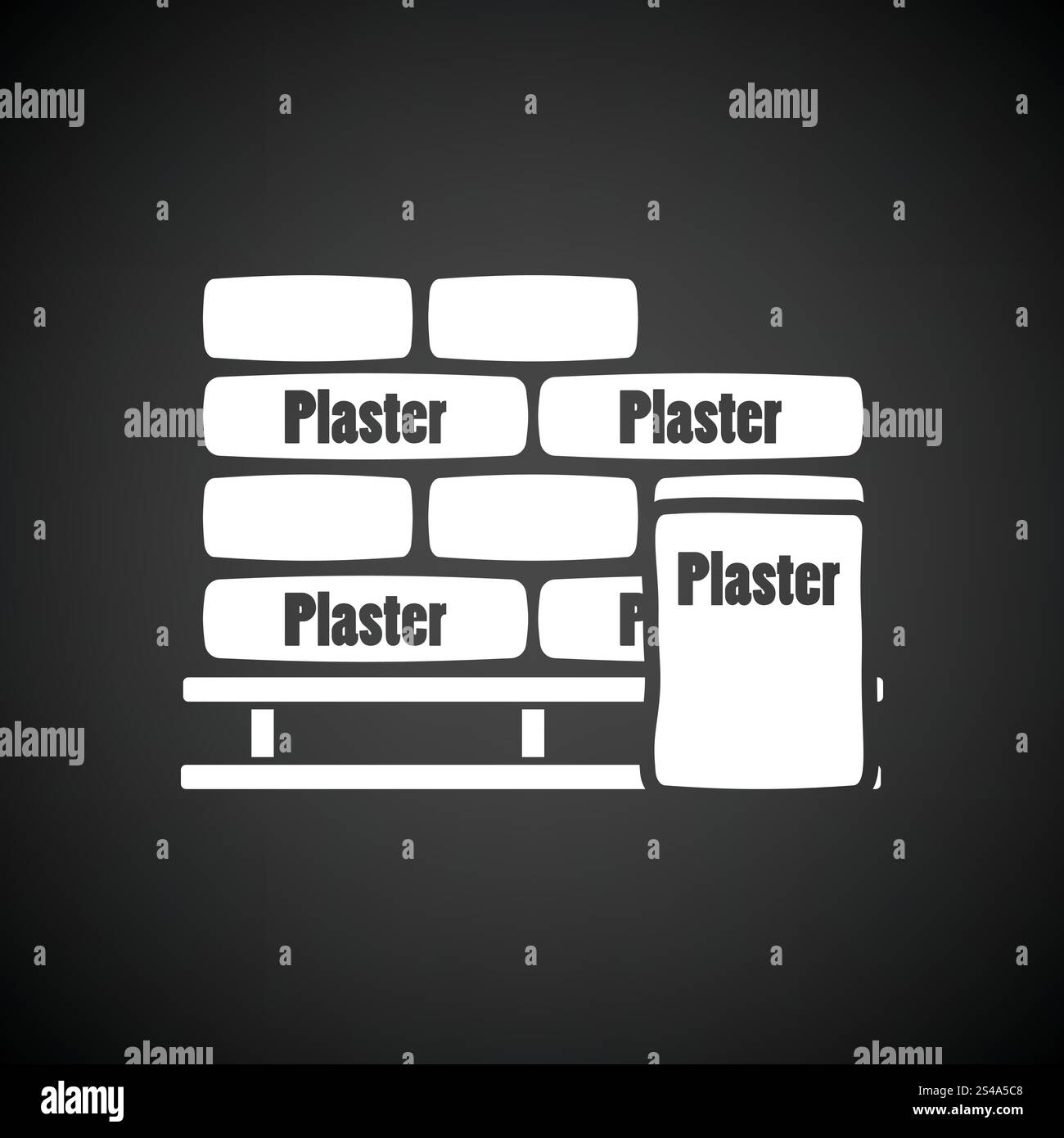 Palette with plaster bags icon. Black background with white. Vector ...