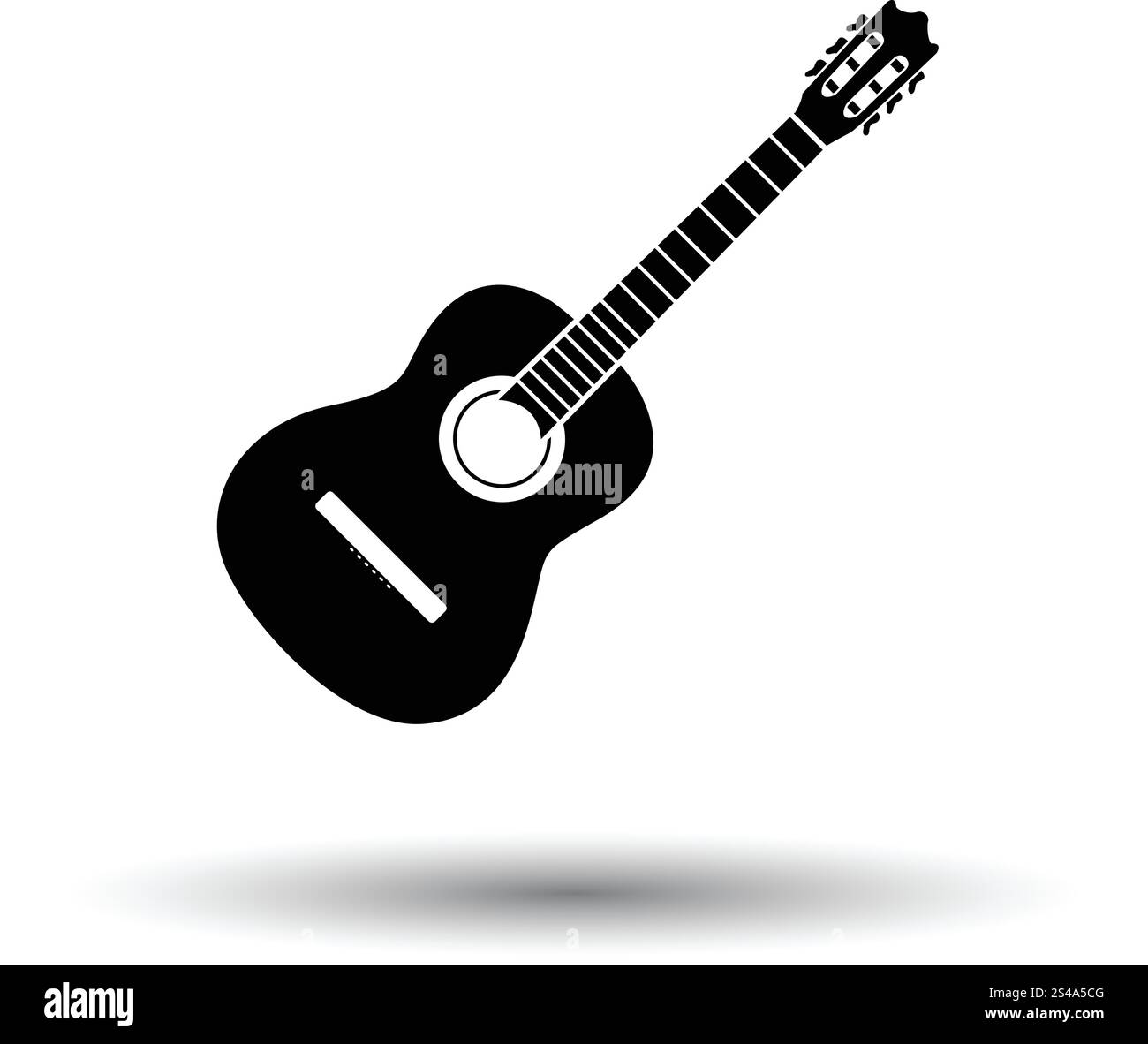 Acoustic guitar icon. White background with shadow design. Vector ...
