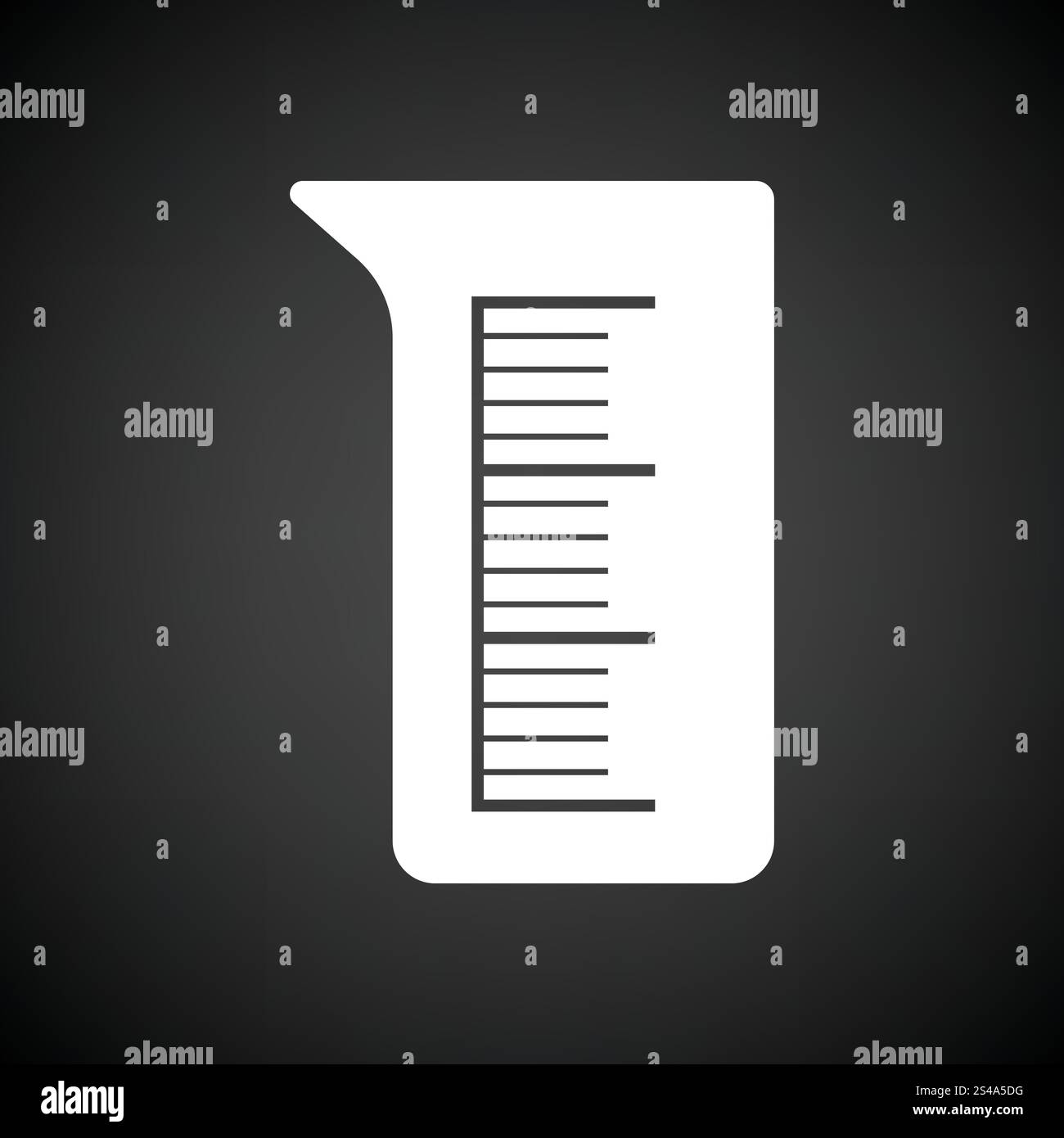 Icon of chemistry beaker. Black background with white. Vector ...