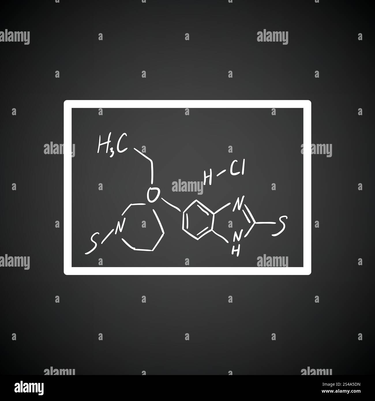 Icon of chemistry formula on classroom blackboard. Black background ...