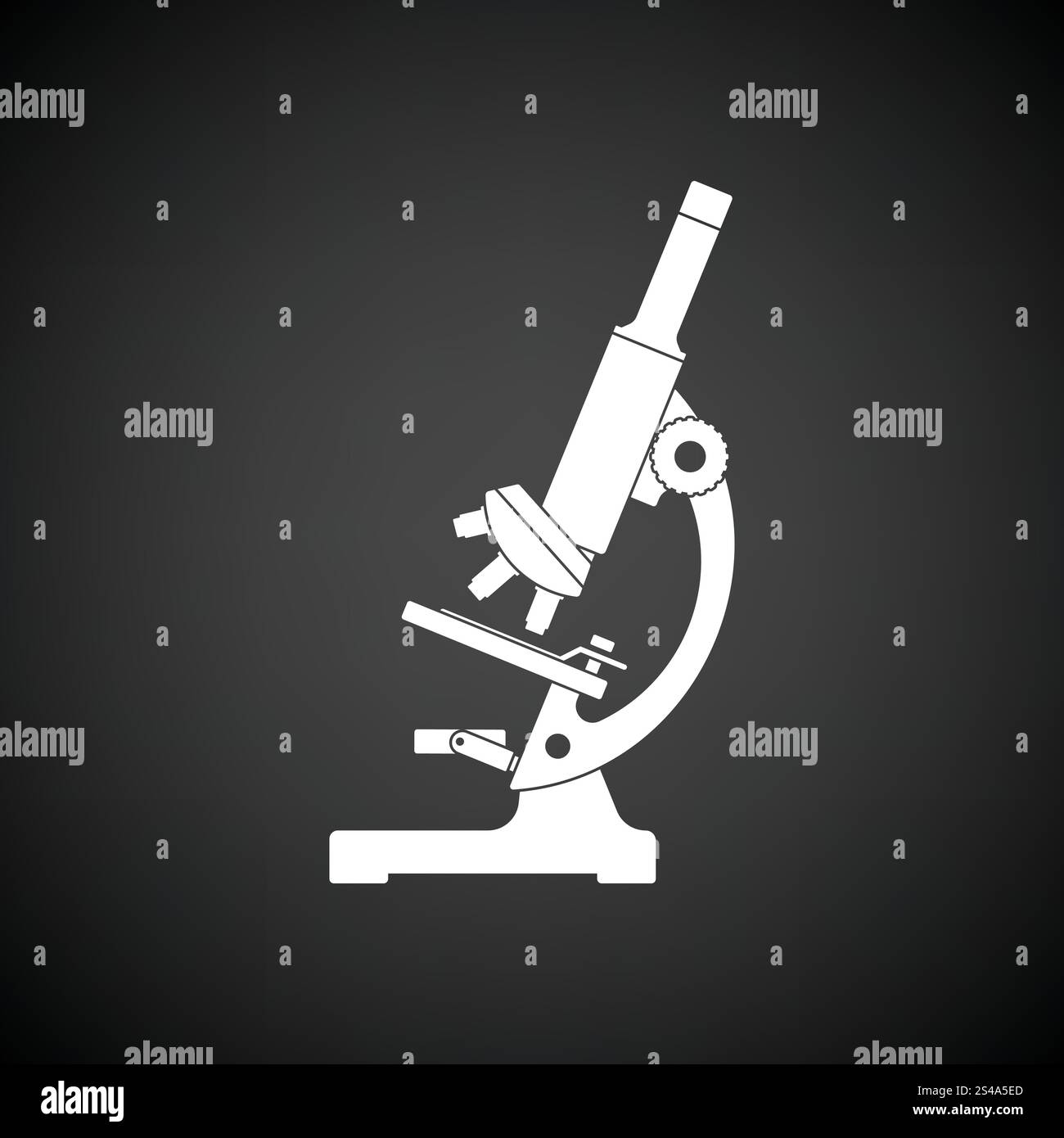 Icon of chemistry microscope. Black background with white. Vector ...