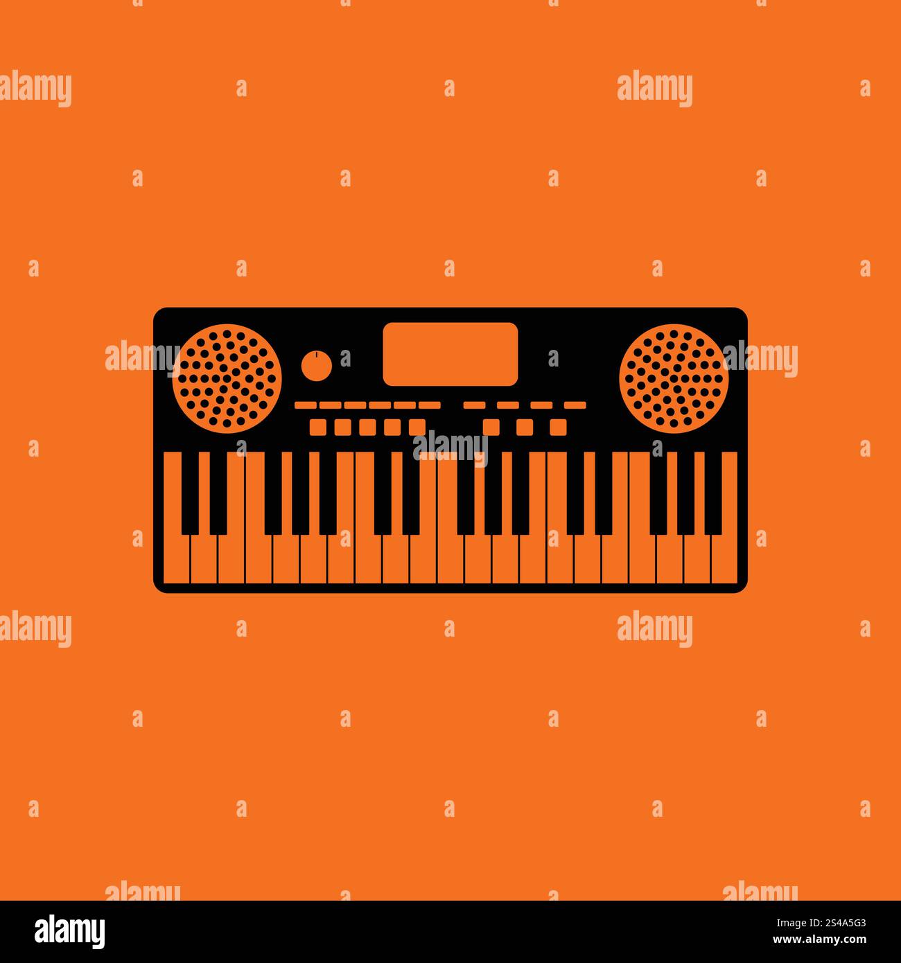 Music synthesizer icon. Orange background with black. Vector ...