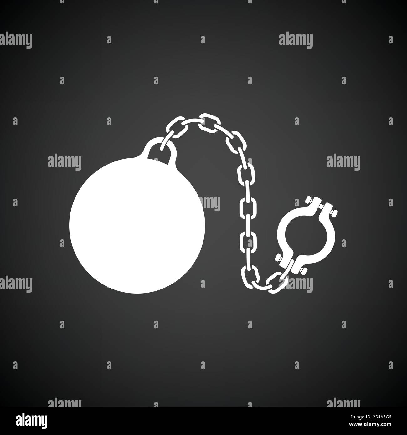 Fetter with ball icon. Black background with white. Vector illustration ...