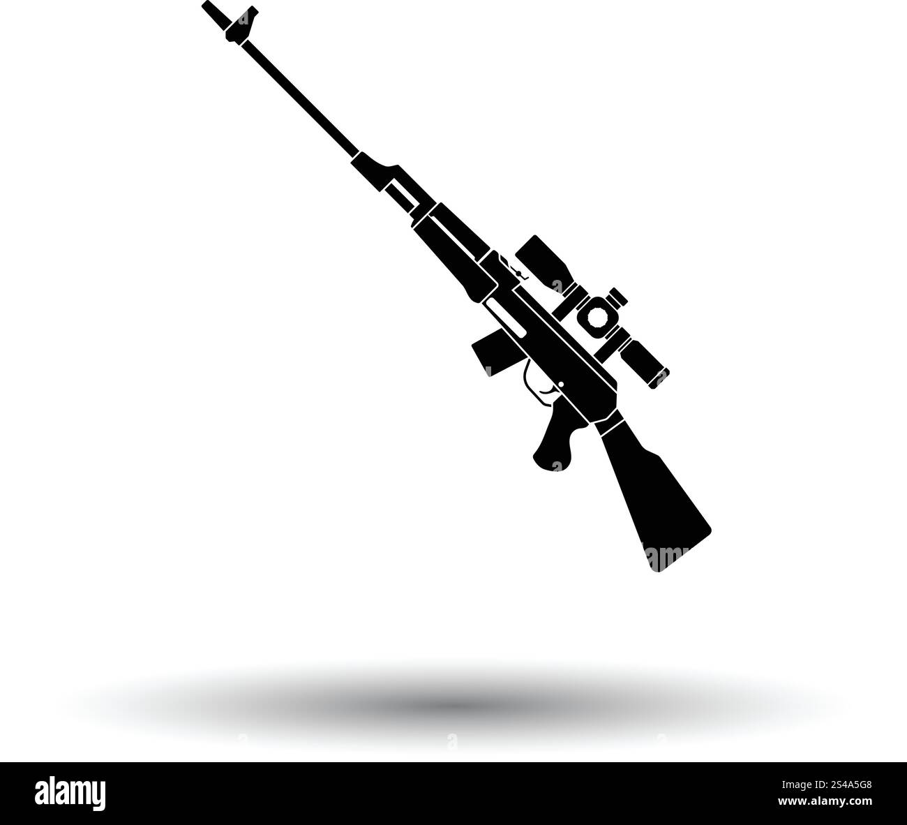 Sniper rifle icon. White background with shadow design. Vector ...