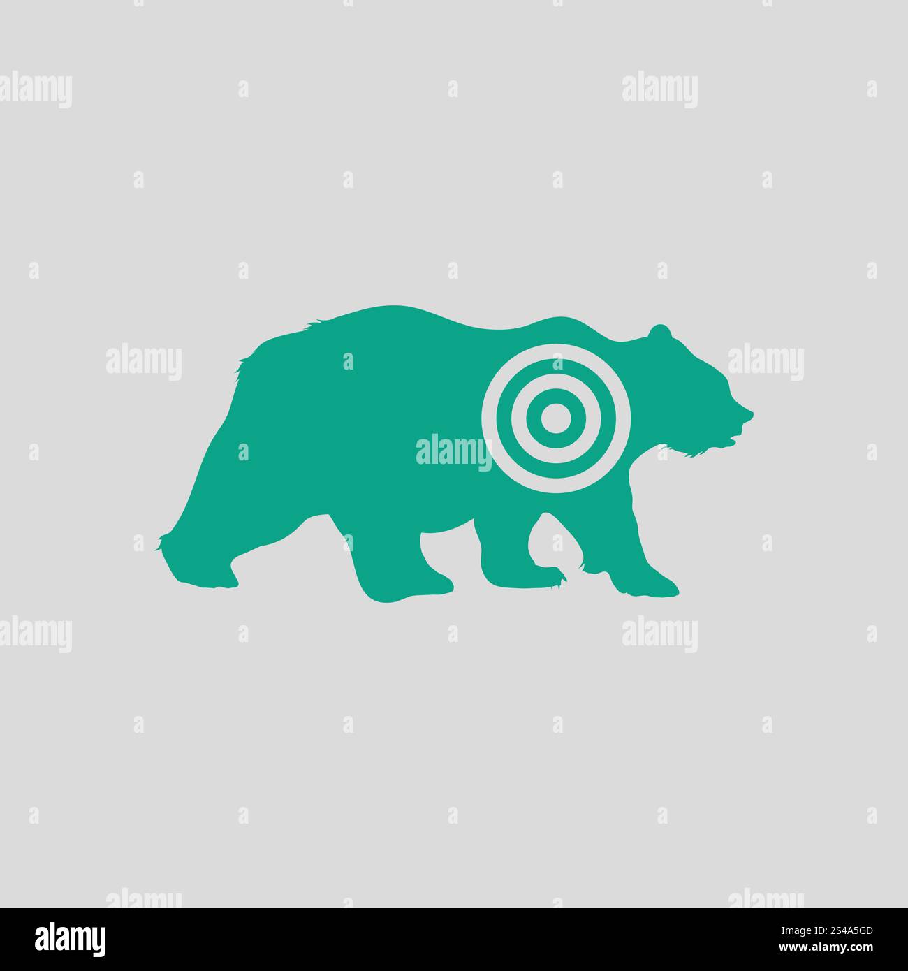 Bear silhouette with target icon. Gray background with green. Vector ...