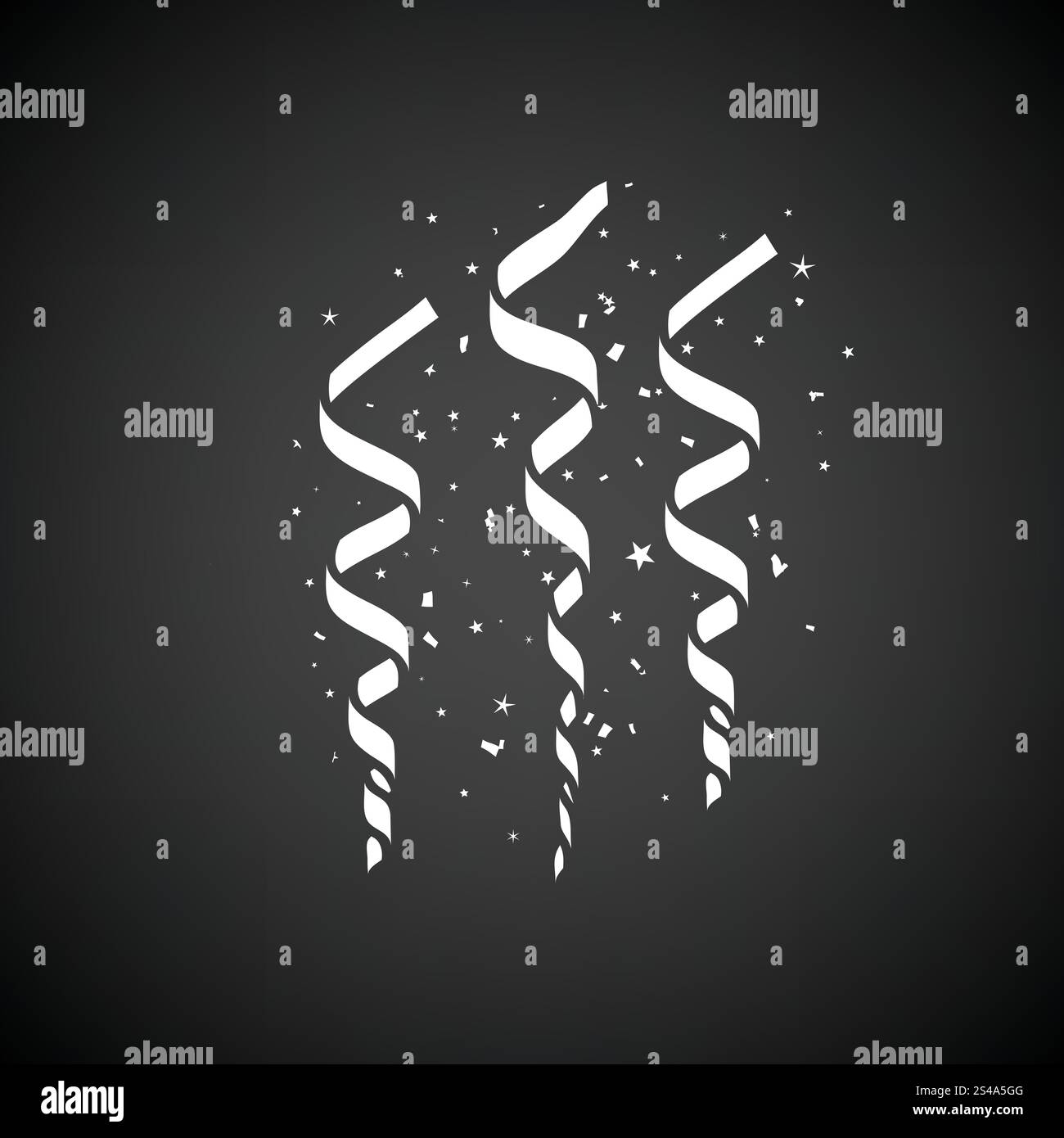 Party serpentine icon. Black background with white. Vector illustration ...