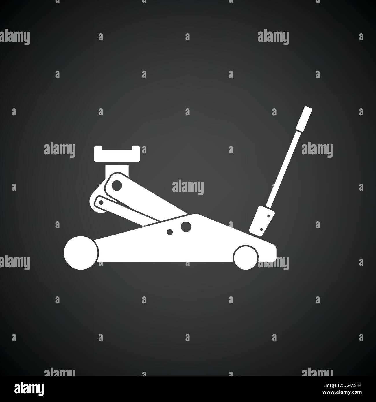 Hydraulic jack icon. Black background with white. Vector illustration ...