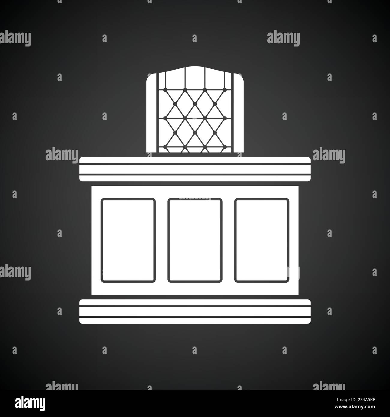 Judge table icon. Black background with white. Vector illustration ...