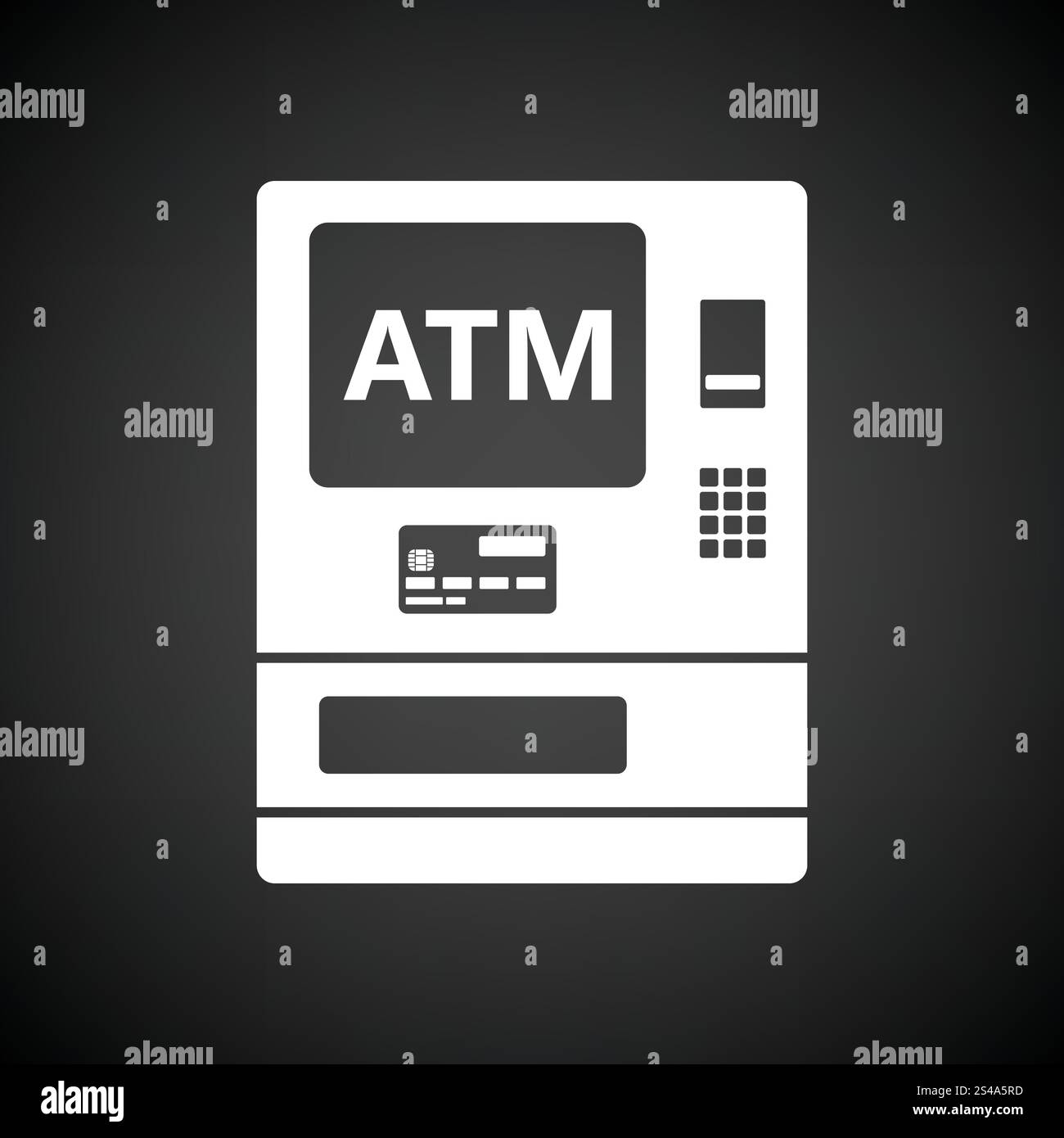 ATM icon. Black background with white. Vector illustration Stock Vector ...