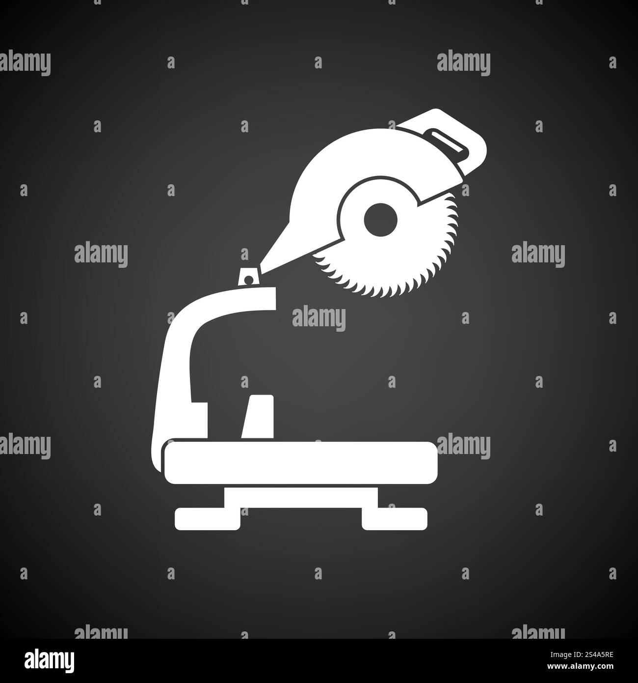 Circular end saw icon. Black background with white. Vector illustration ...