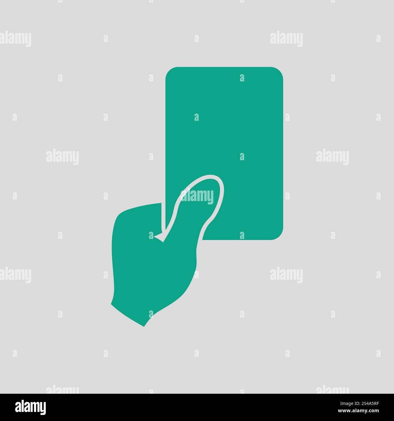 Soccer referee hand with card icon. Gray background with green. Vector ...