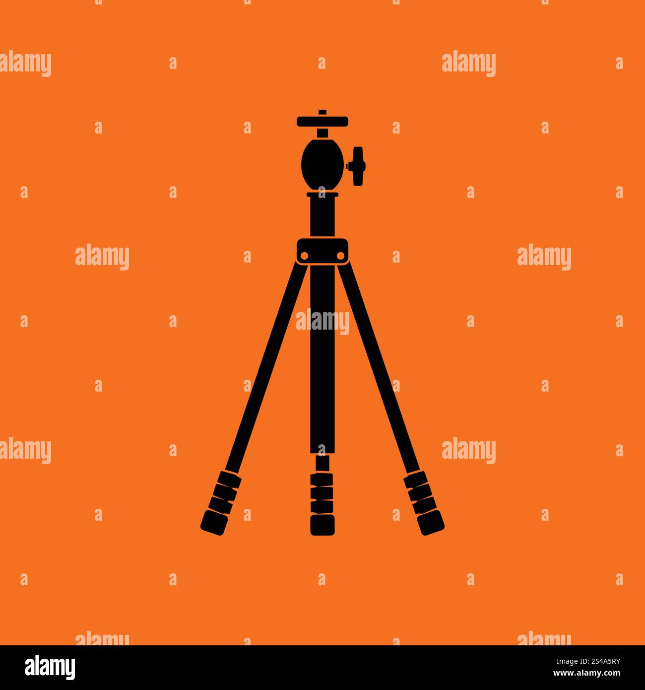 Icon of photo tripod. Orange background with black. Vector illustration ...