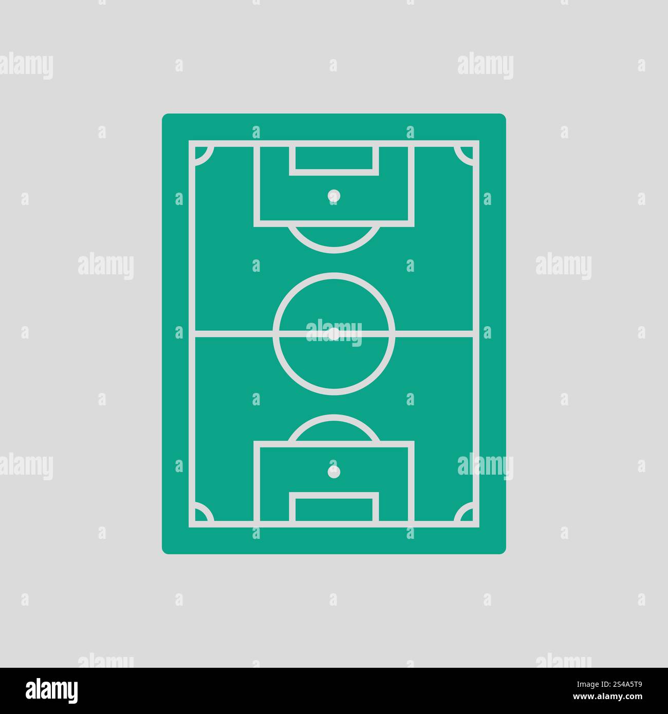 Icon of aerial view soccer field. Gray background with green. Vector ...