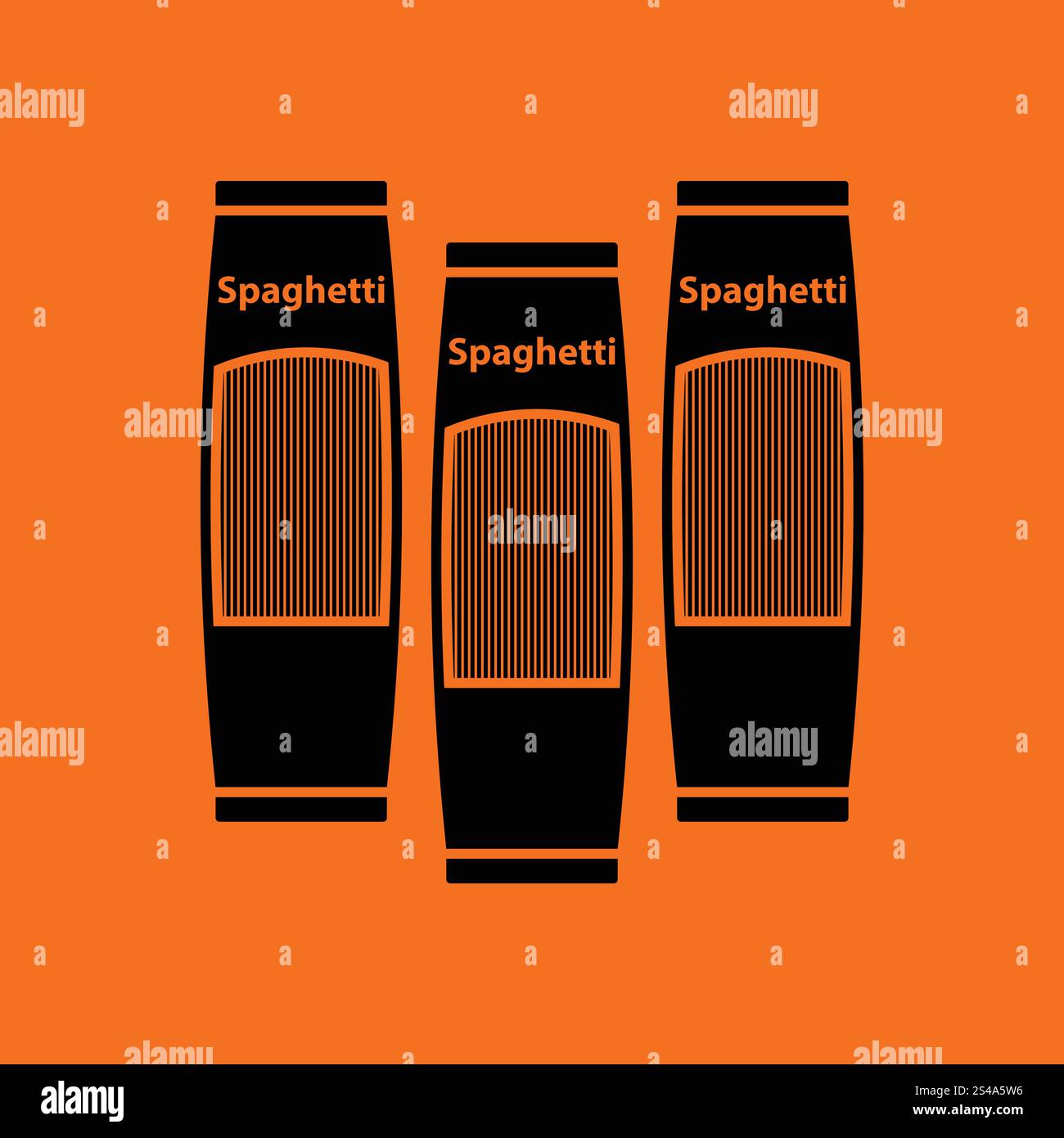 Spaghetti package icon. Orange background with black. Vector ...