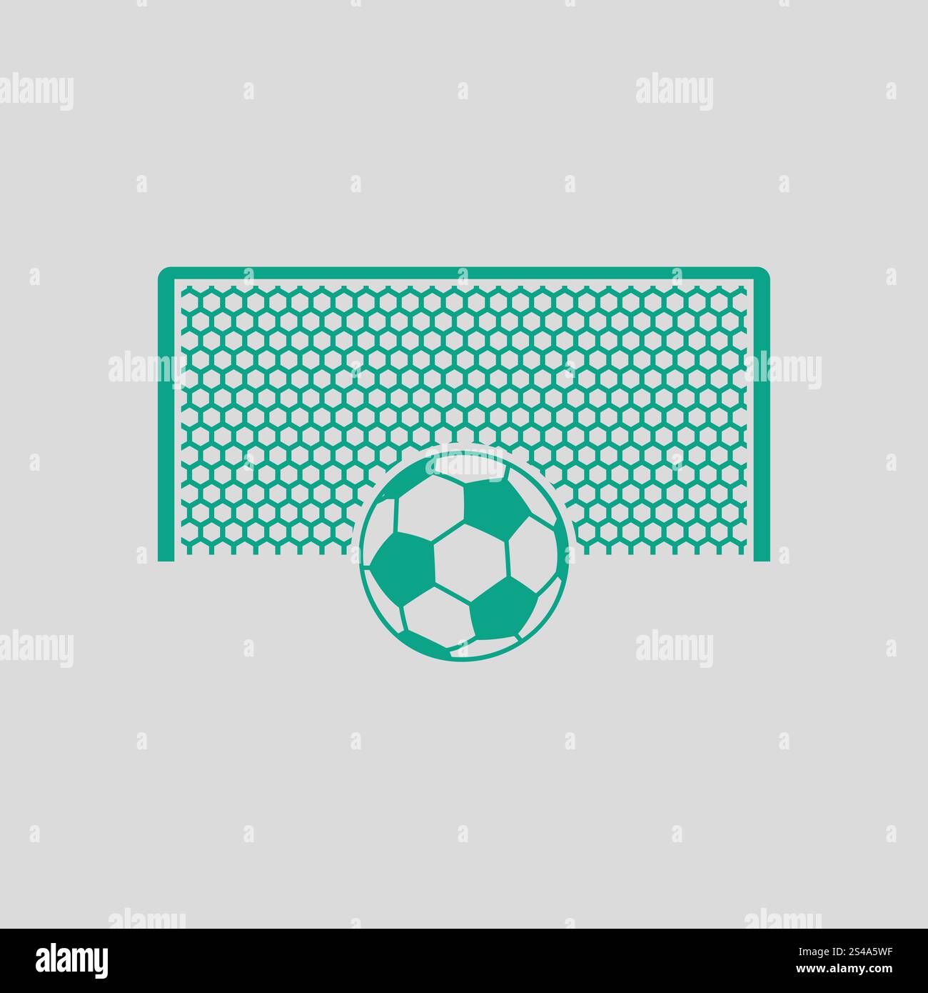Soccer gate with ball on penalty point icon. Gray background with green. Vector illustration ...