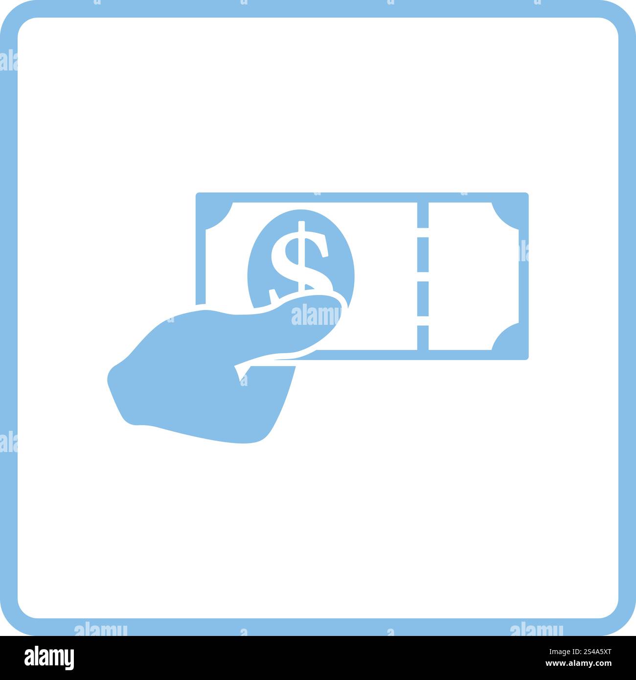 Hand holding money icon. Blue frame design. Vector illustration Stock ...