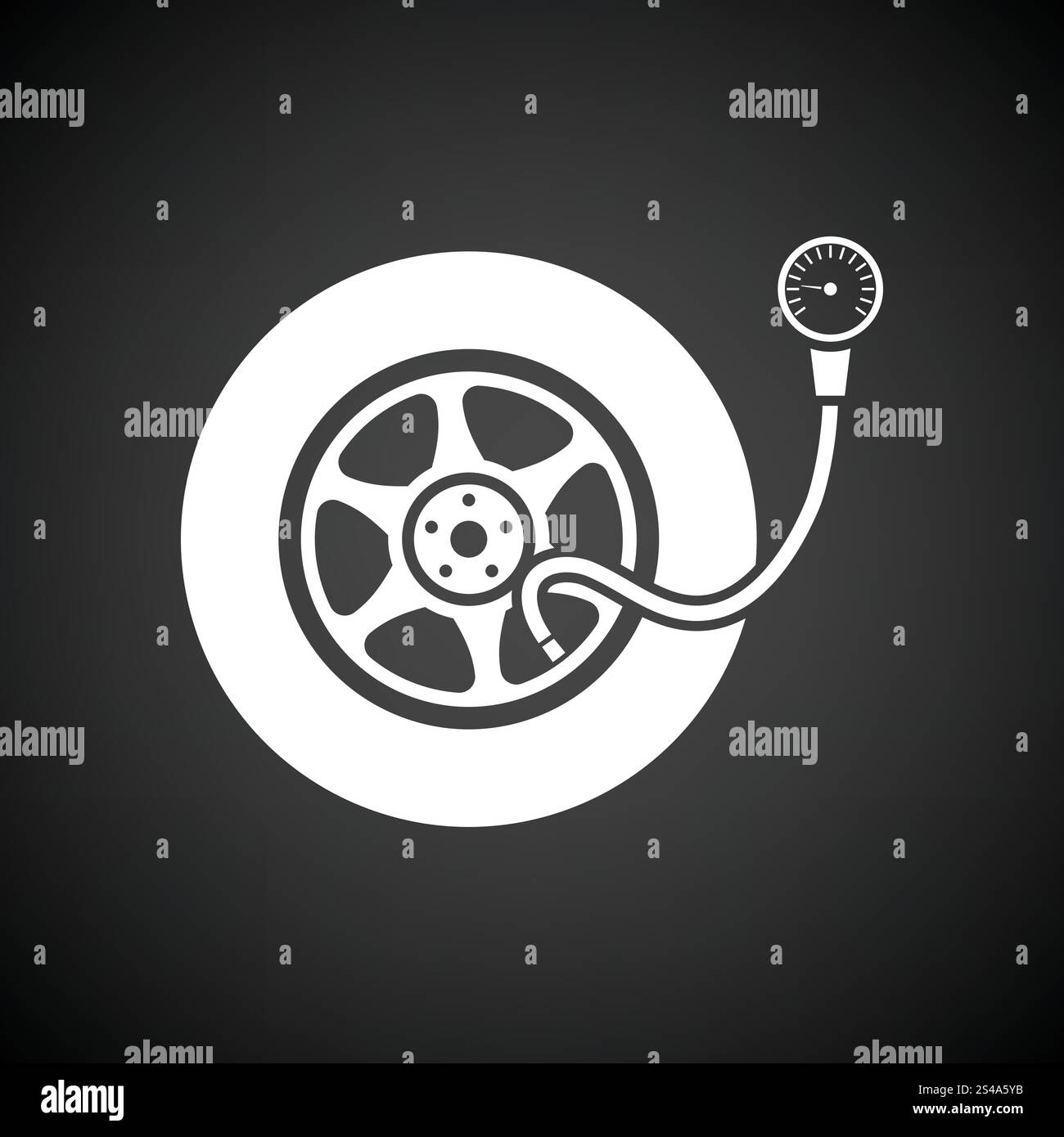 Tire pressure gage icon. Black background with white. Vector ...