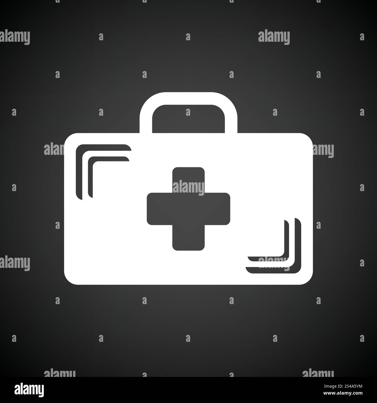 Medical case icon. Black background with white. Vector illustration ...