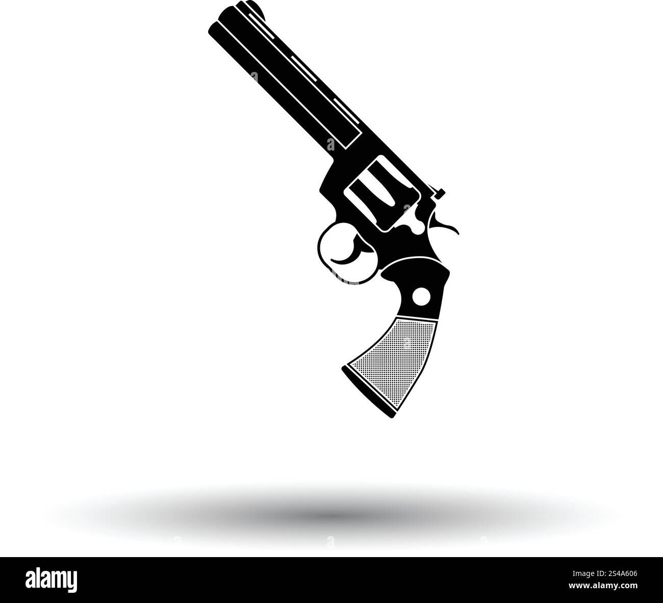 Revolver gun icon. White background with shadow design. Vector ...