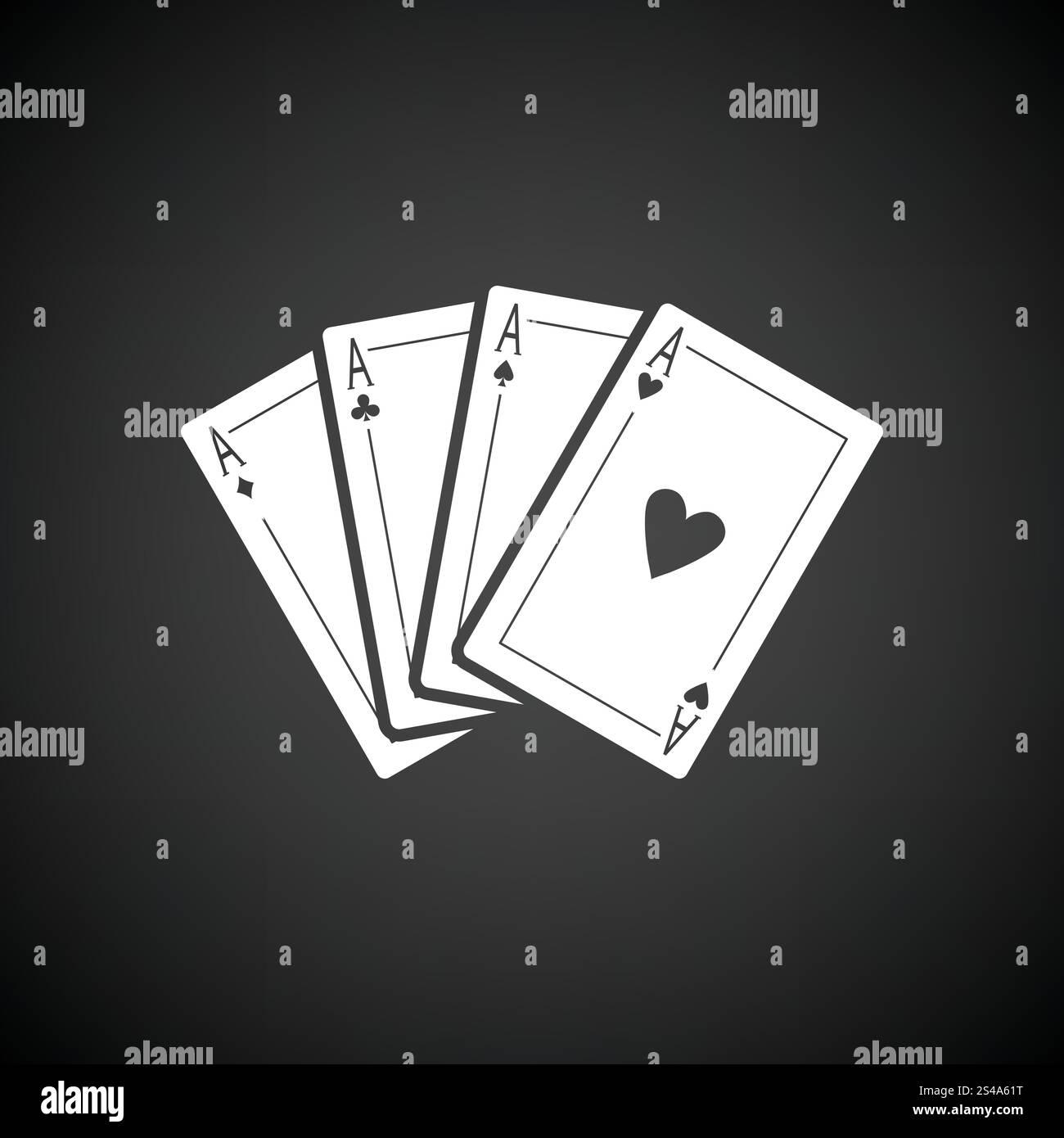 Set of four card icons. Black background with white. Vector ...