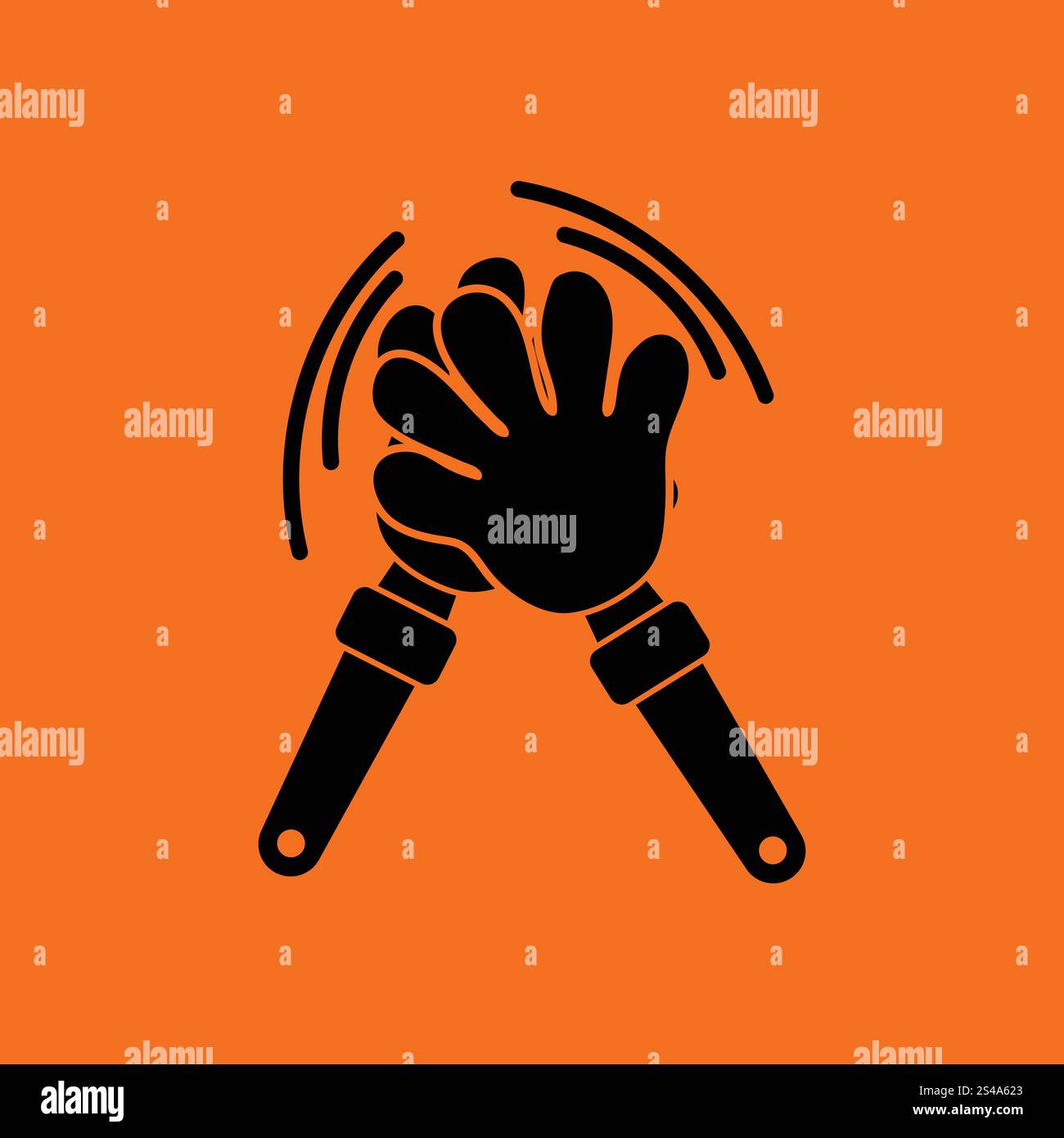 Football fans clap hand toy icon. Orange background with black. Vector ...