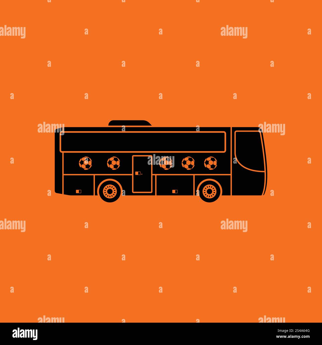 Football fan bus icon. Orange background with black. Vector ...