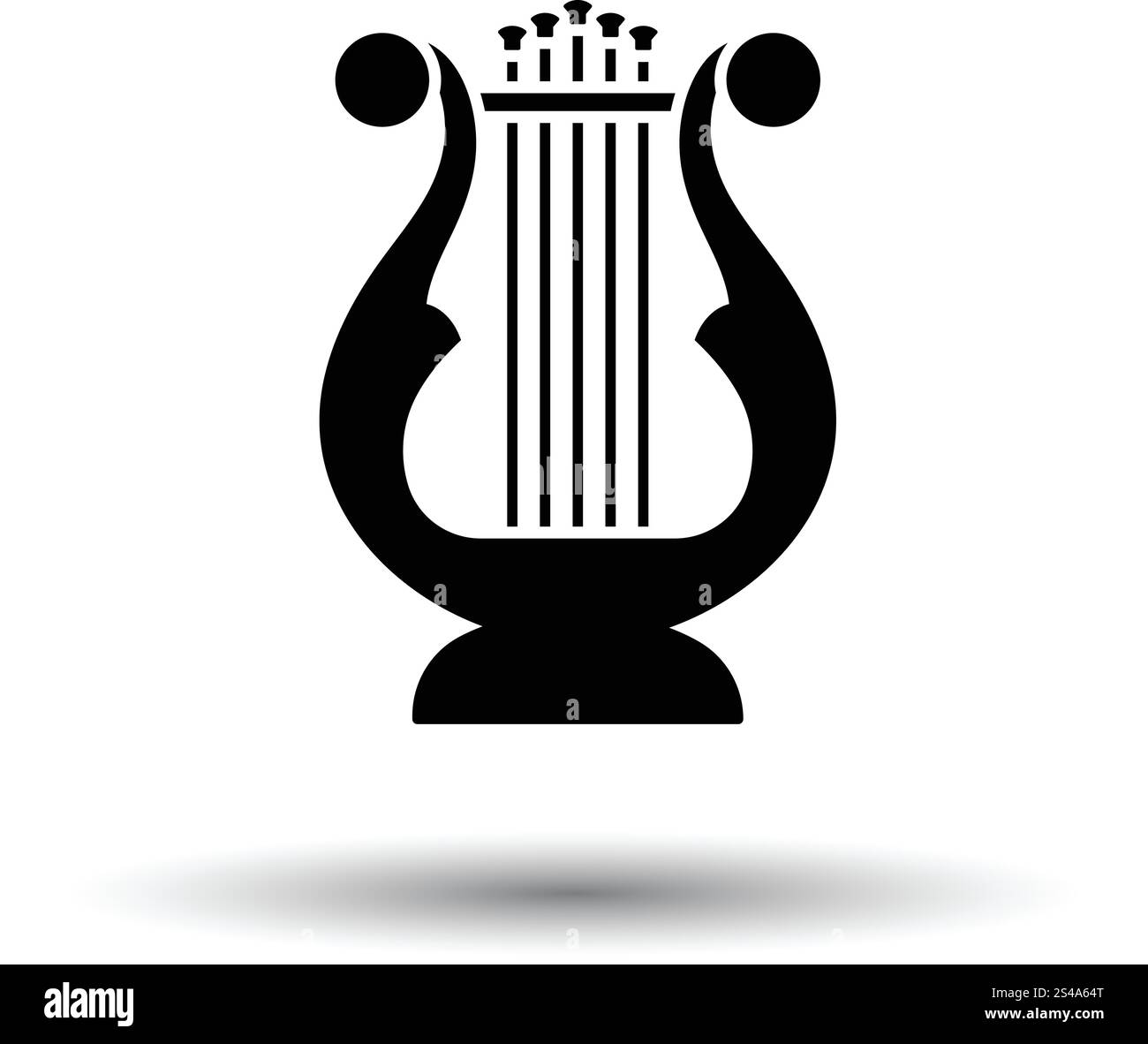Lyre icon. White background with shadow design. Vector illustration ...