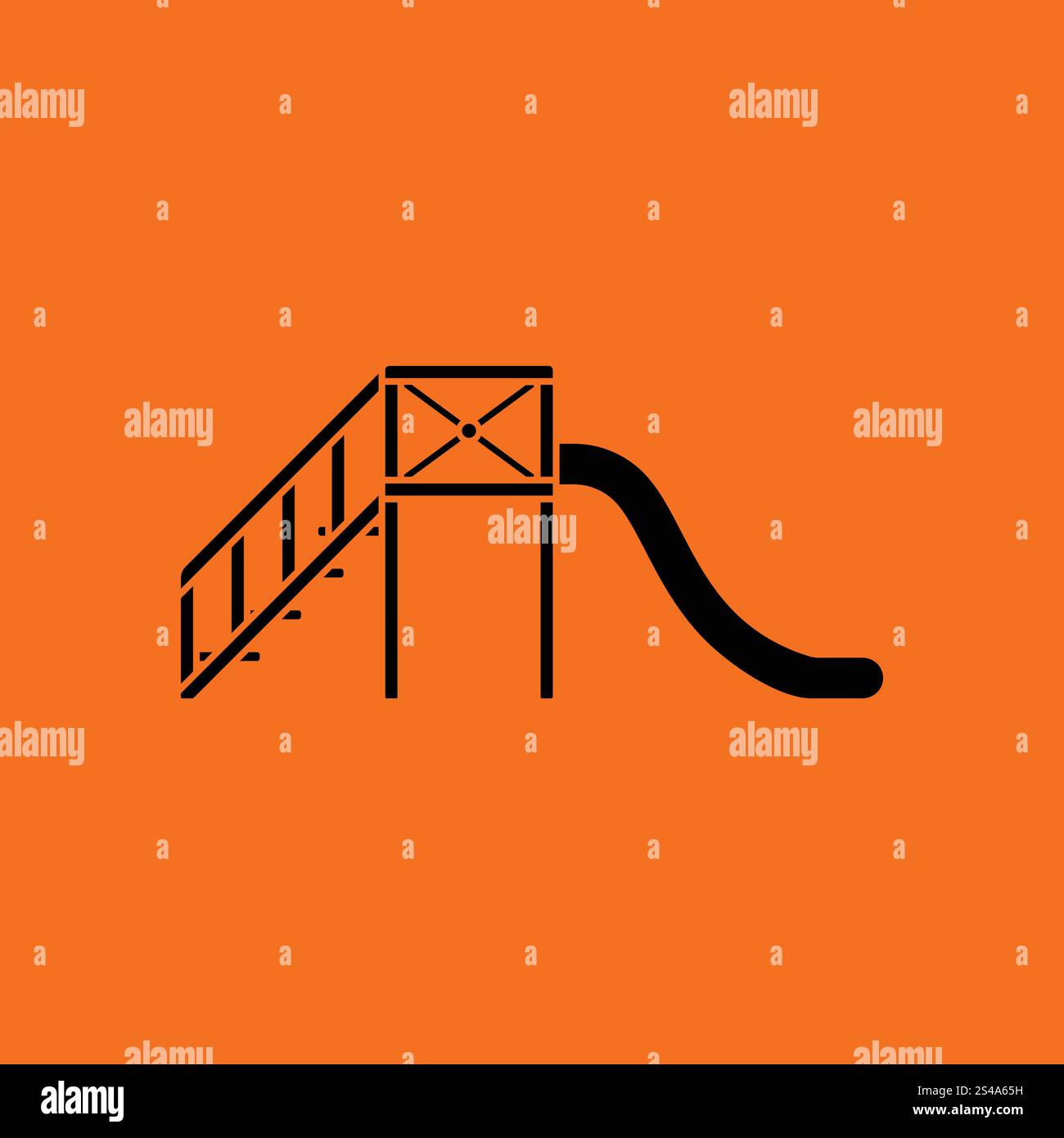 Children's slide ico. Orange background with black. Vector illustration ...