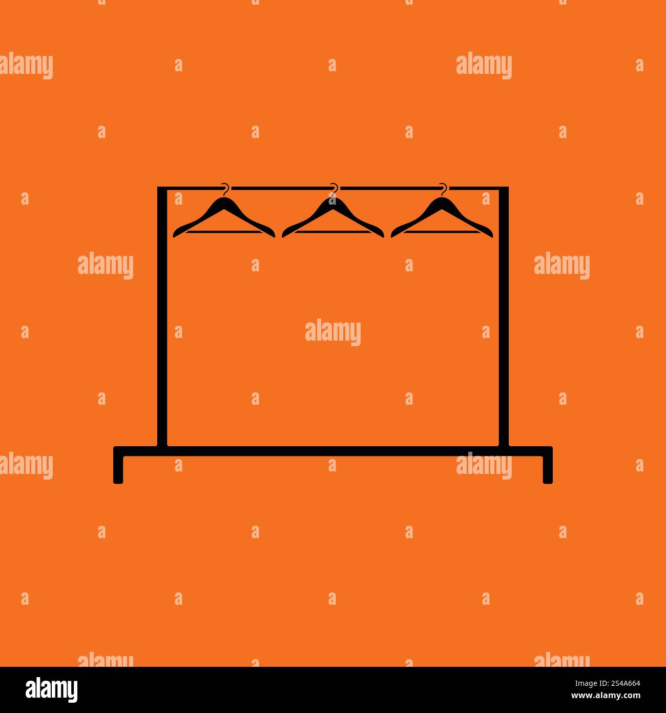 Clothing rail with hangers icon. Orange background with black. Vector ...