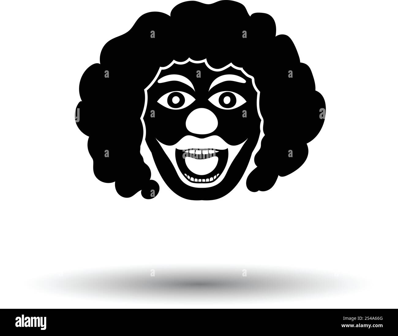 Party clown face icon. White background with shadow design. Vector ...