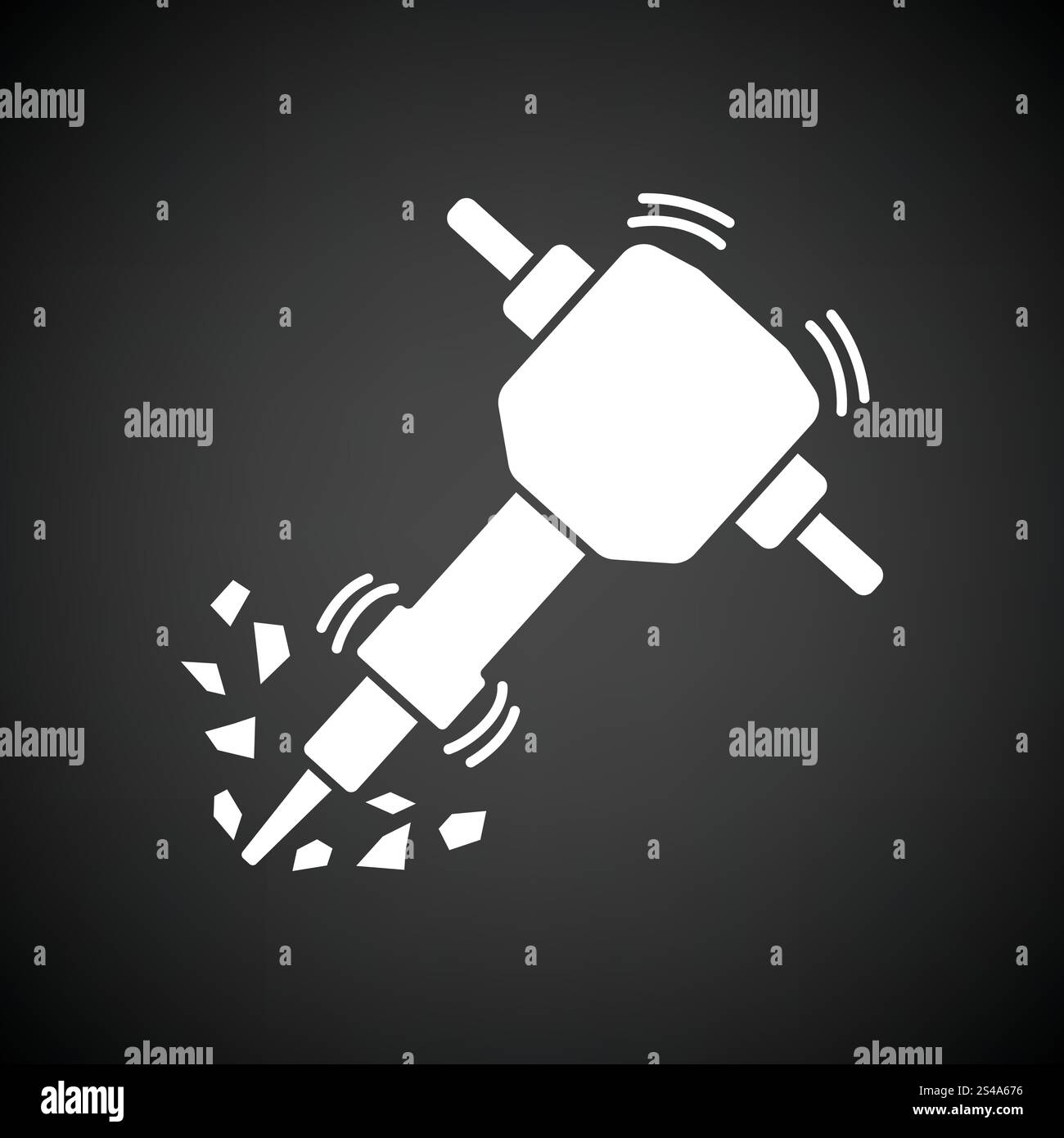 Icon of Construction jackhammer. Black background with white. Vector ...