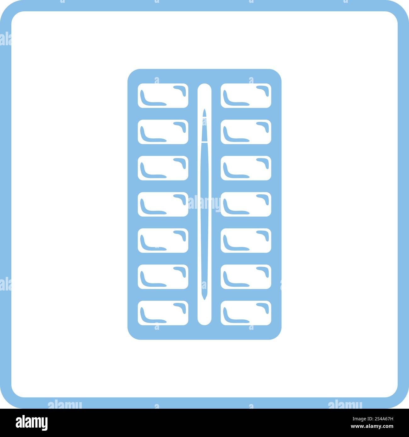 Watercolor paint-box icon. Blue frame design. Vector illustration Stock ...