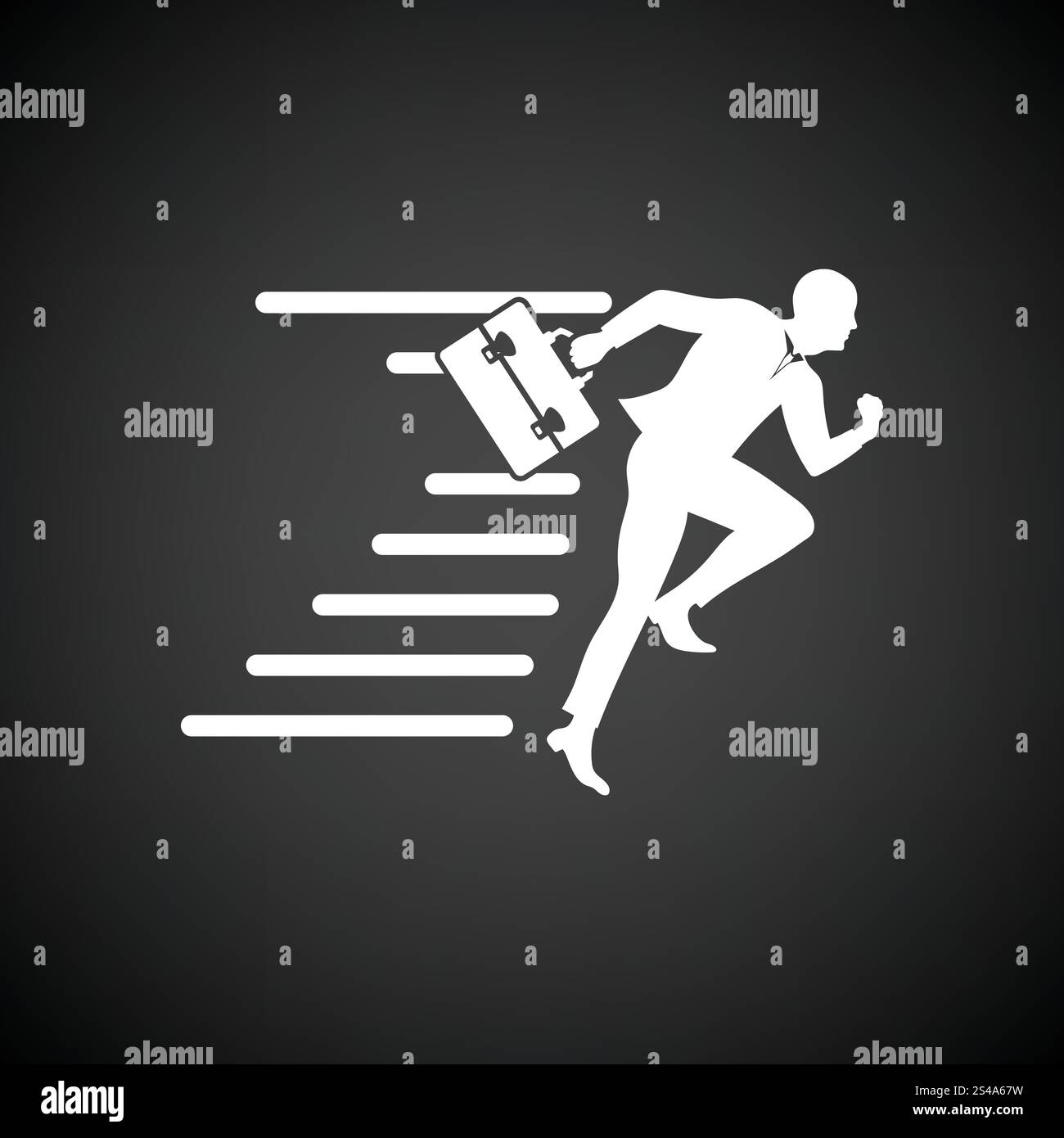Accelerating businessman icon. Black background with white. Vector ...