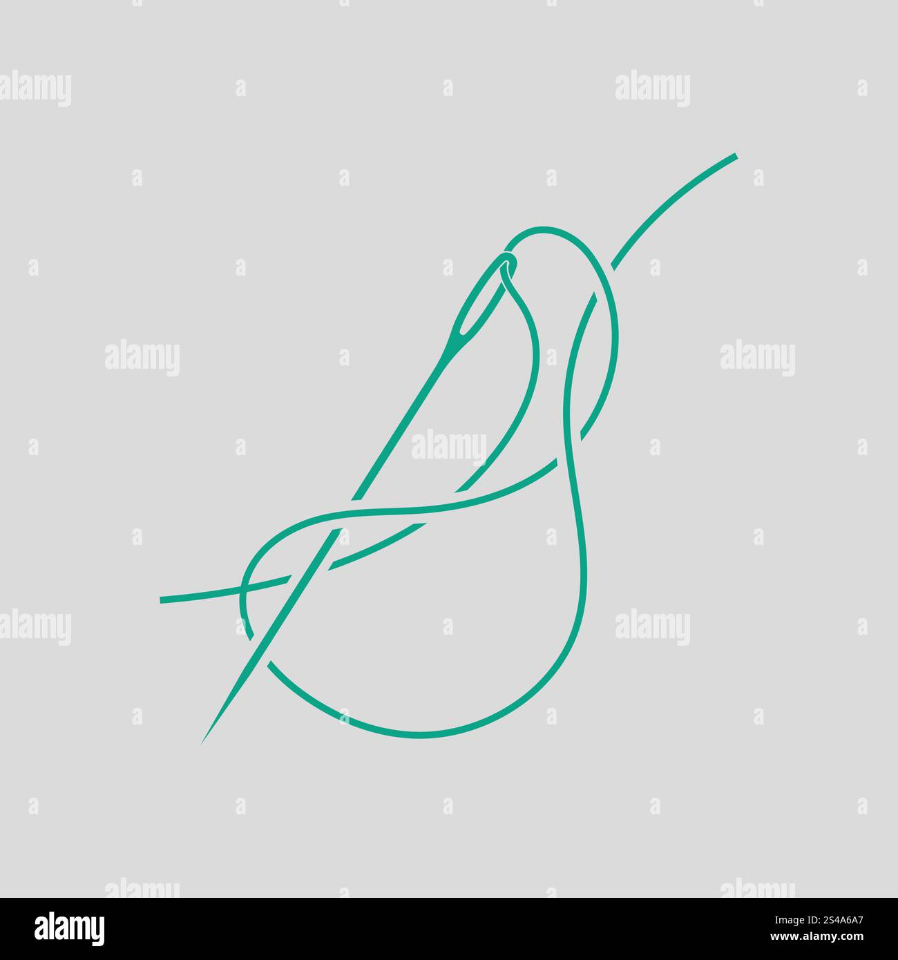 Sewing needle with thread icon. Gray background with green. Vector ...