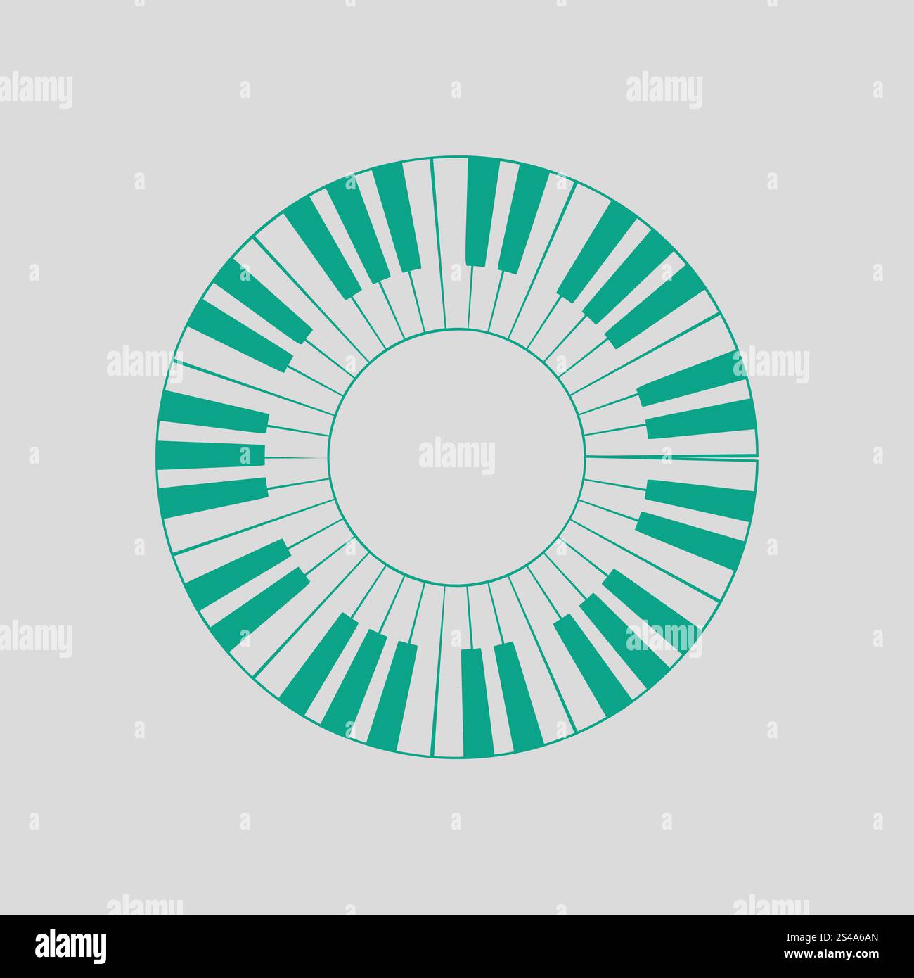 Piano circle keyboard icon. Gray background with green. Vector ...