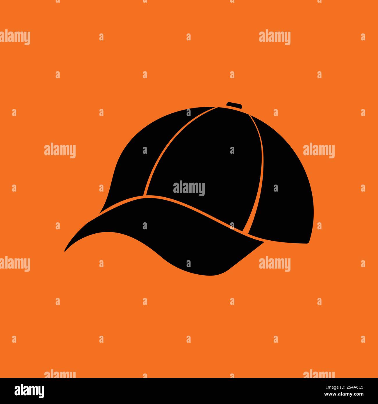 Baseball cap icon. Orange background with black. Vector illustration ...