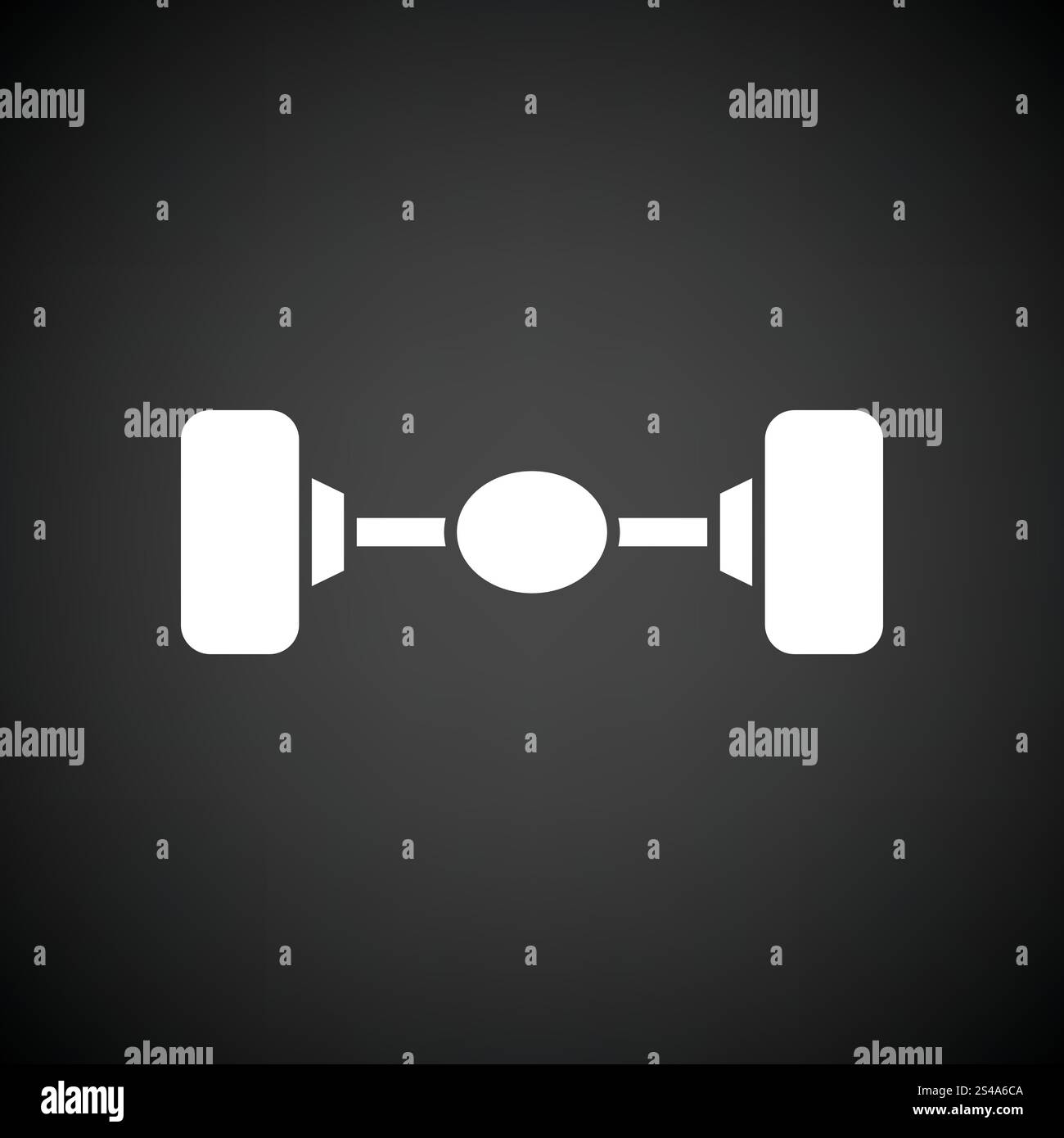 Car rear axle icon. Black background with white. Vector illustration ...