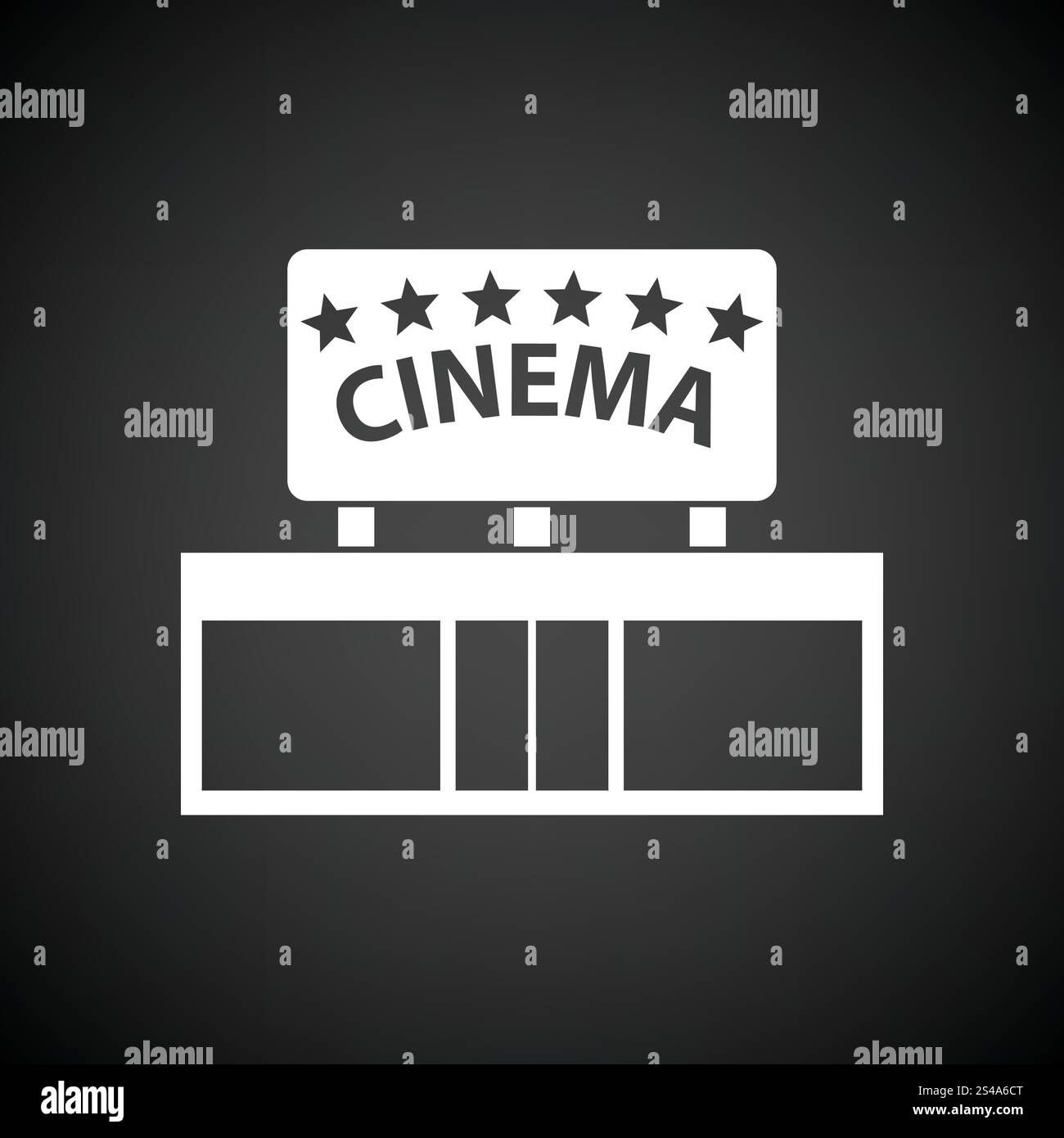 Cinema entrance icon. Black background with white. Vector illustration ...