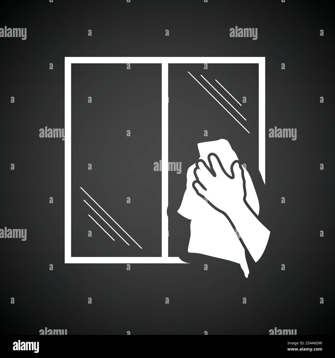Hand wiping window icon. Black background with white. Vector ...