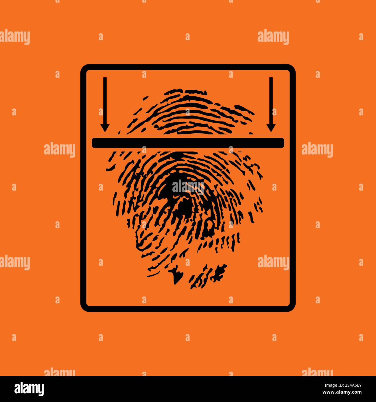 Fingerprint scan icon. Orange background with black. Vector ...