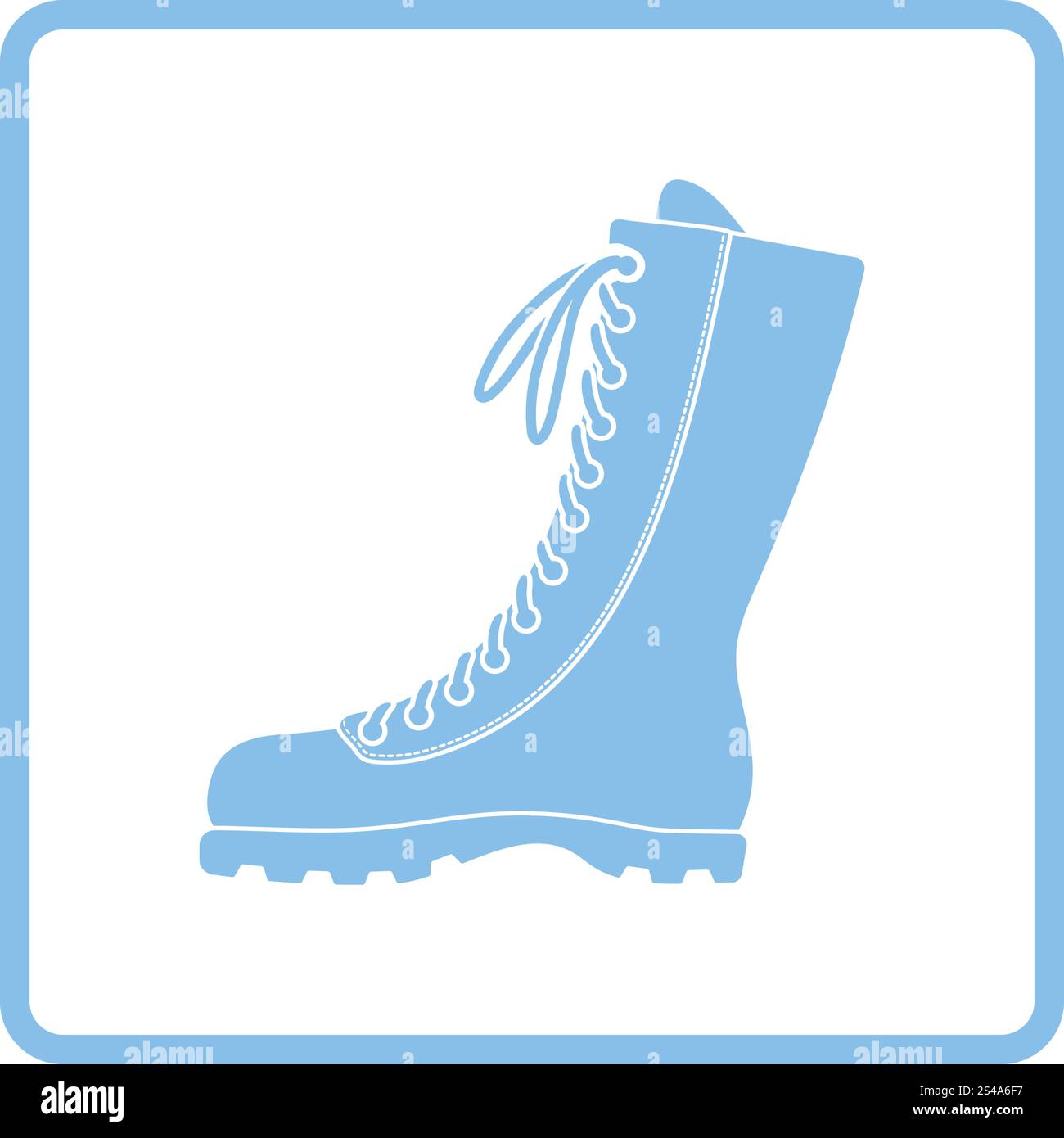Hiking boot icon. Blue frame design. Vector illustration Stock Vector ...