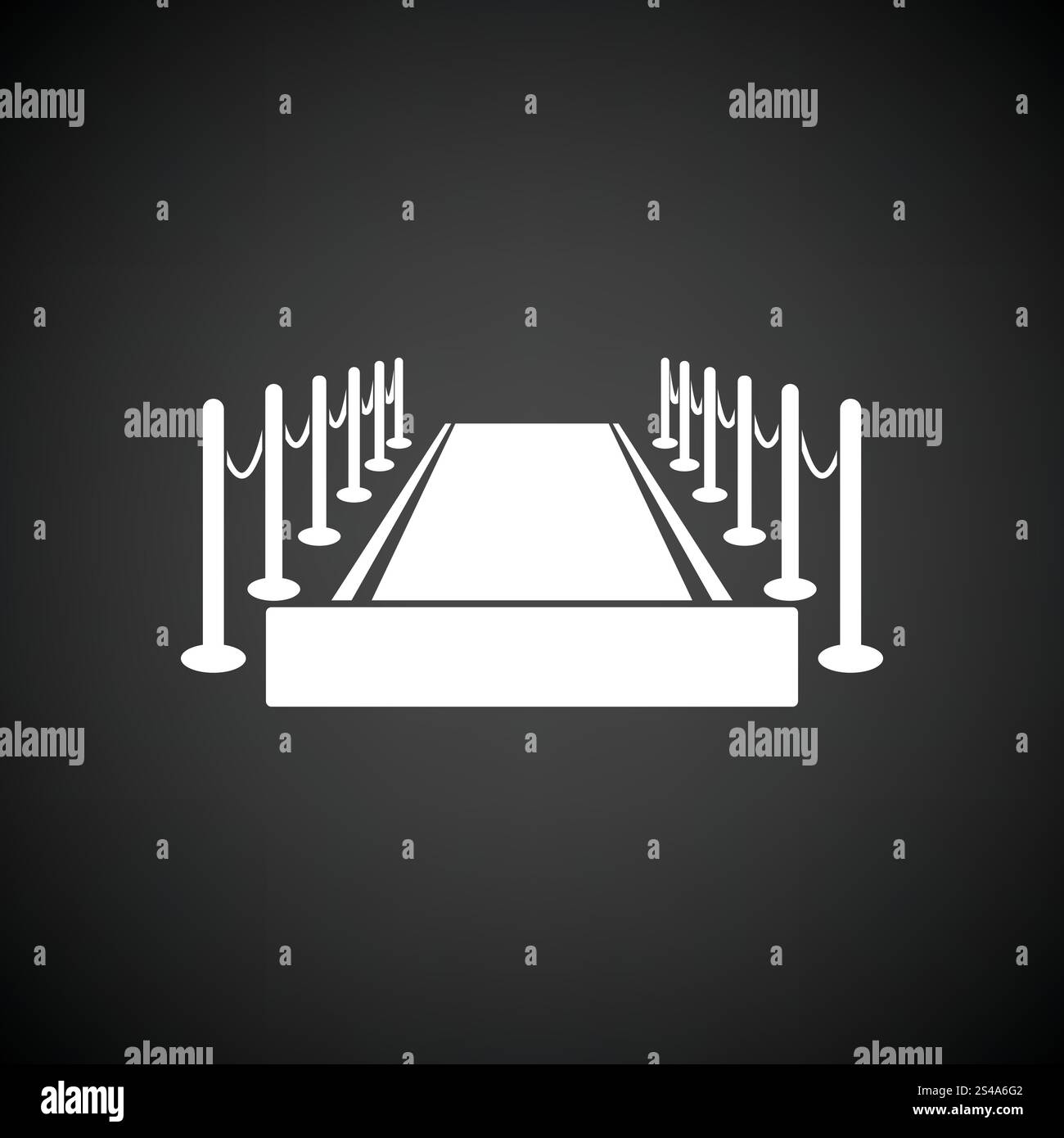 Red carpet icon. Black background with white. Vector illustration Stock ...