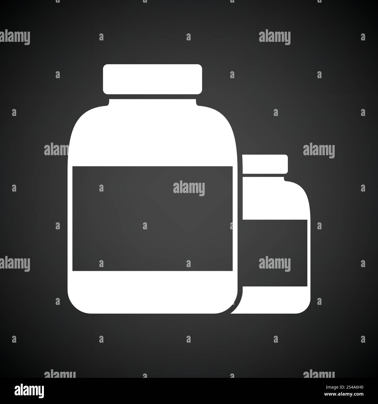 Pills container icon. Black background with white. Vector illustration ...